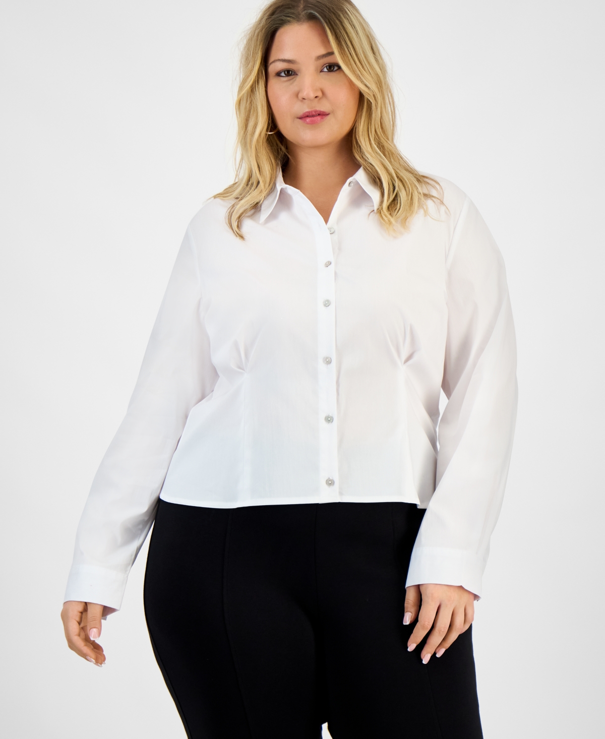 Click here for Bar Iii Trendy Plus Size Collared Button-Front Shi... prices