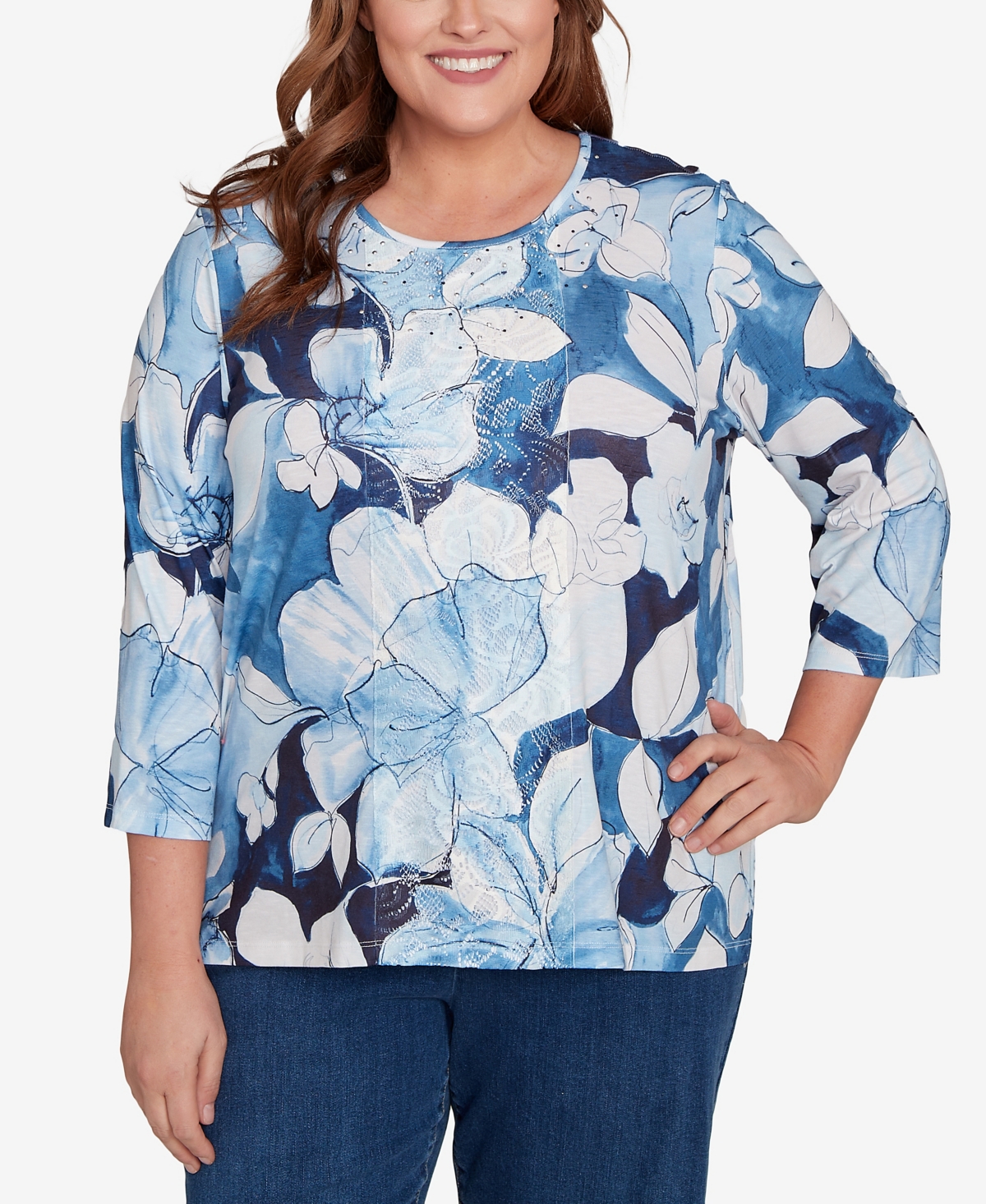 Click here for Alfred Dunner Plus Size Classic Monotone Floral Em... prices