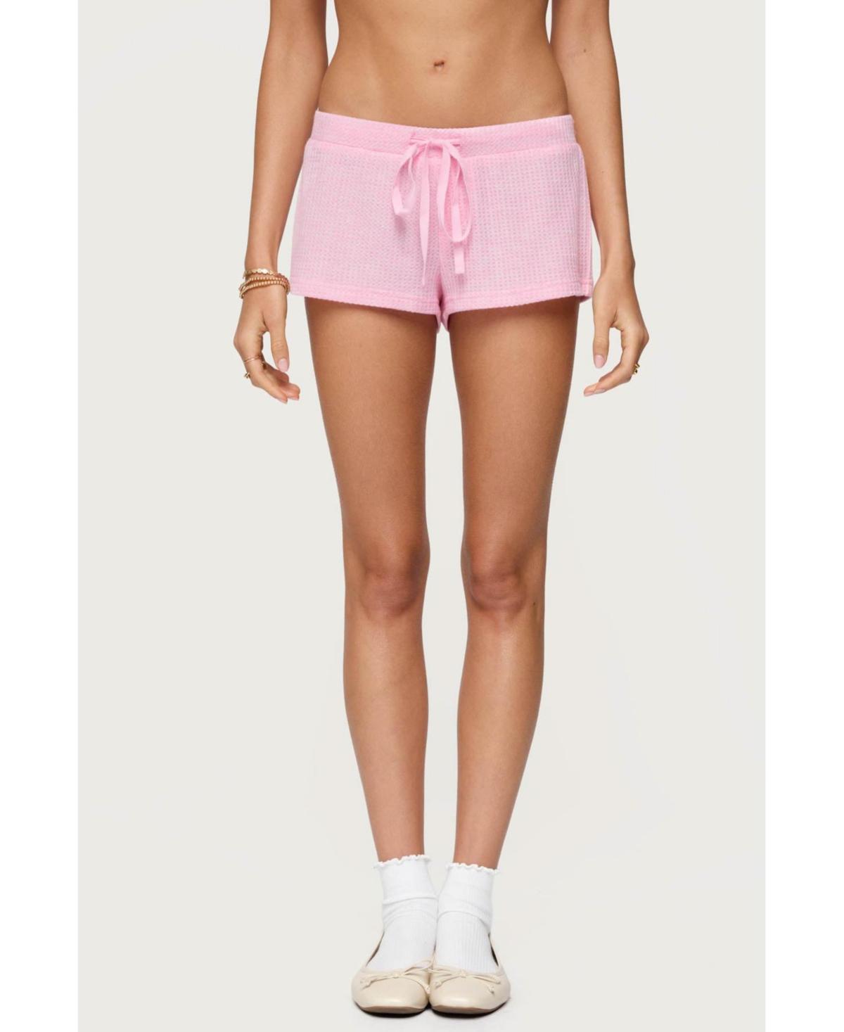 Click here for Edikted Womens Teddy Waffle Shorts - Light-pink prices