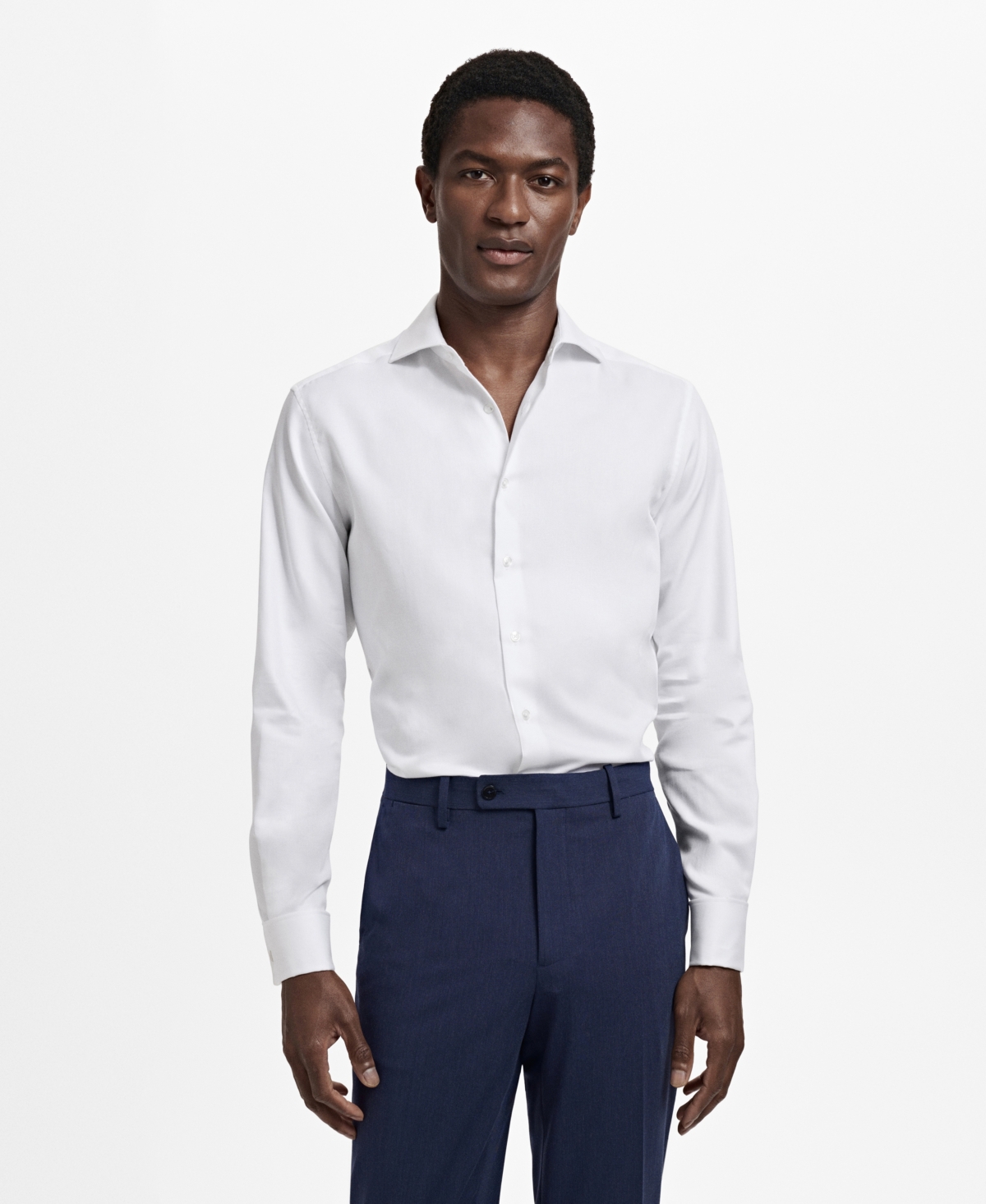 Click here for Mango Mens Cotton Slim-Fit Dress Shirt - White prices