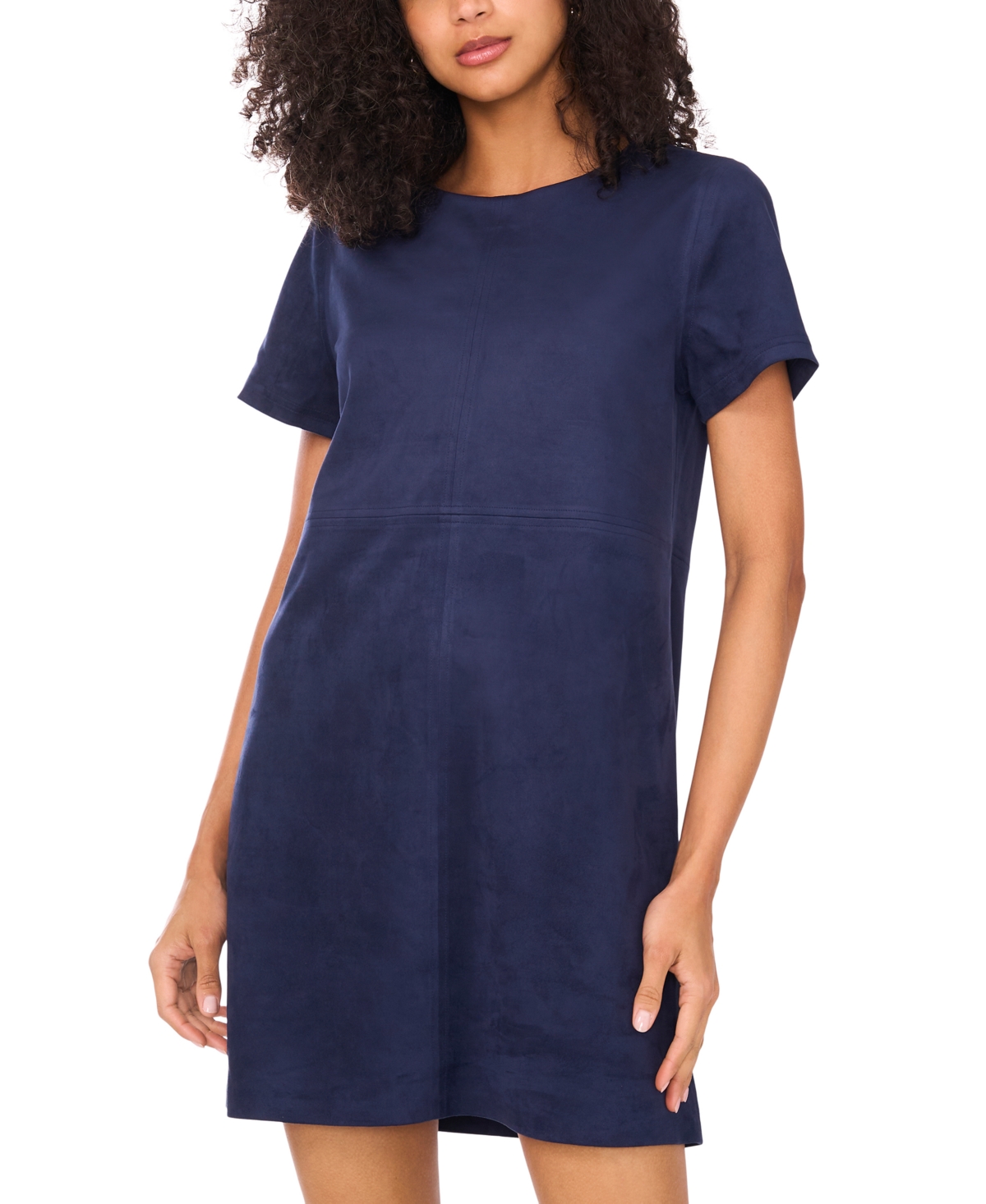 Click here for Vince Camuto Womens Faux-Suede Seamed-Panel Shift... prices