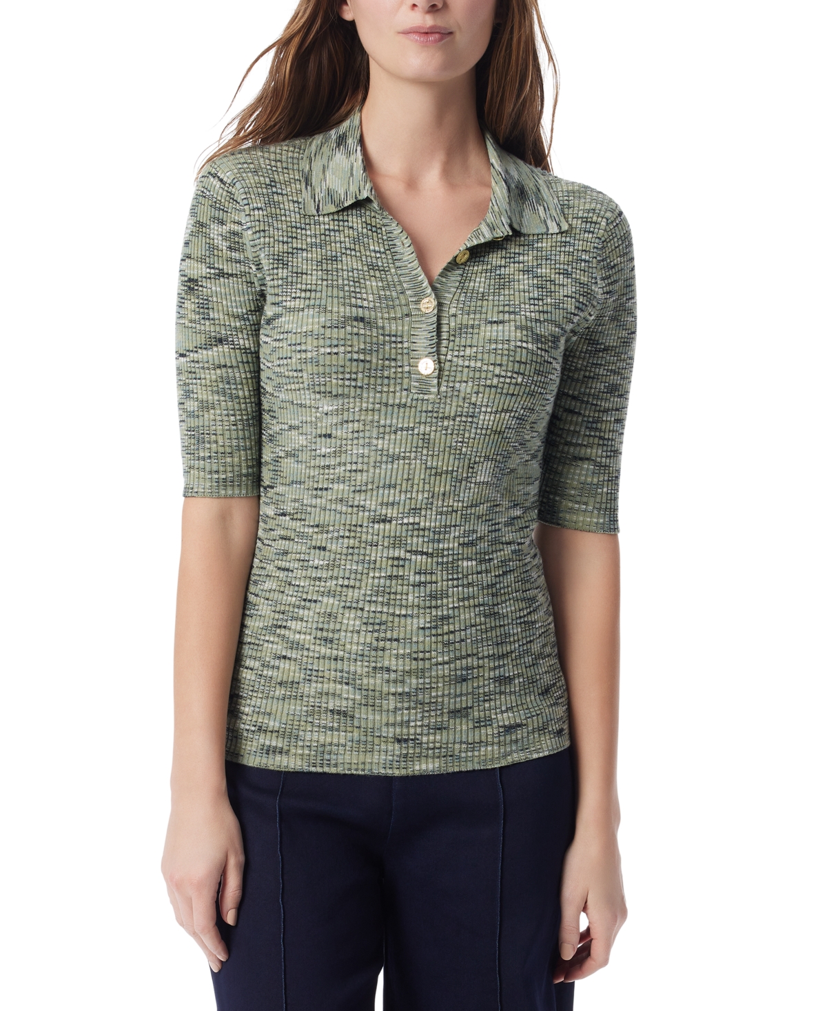 Click here for Dee Ocleppo Womens Cleo Space-Dyed Polo Shirt - Cy... prices