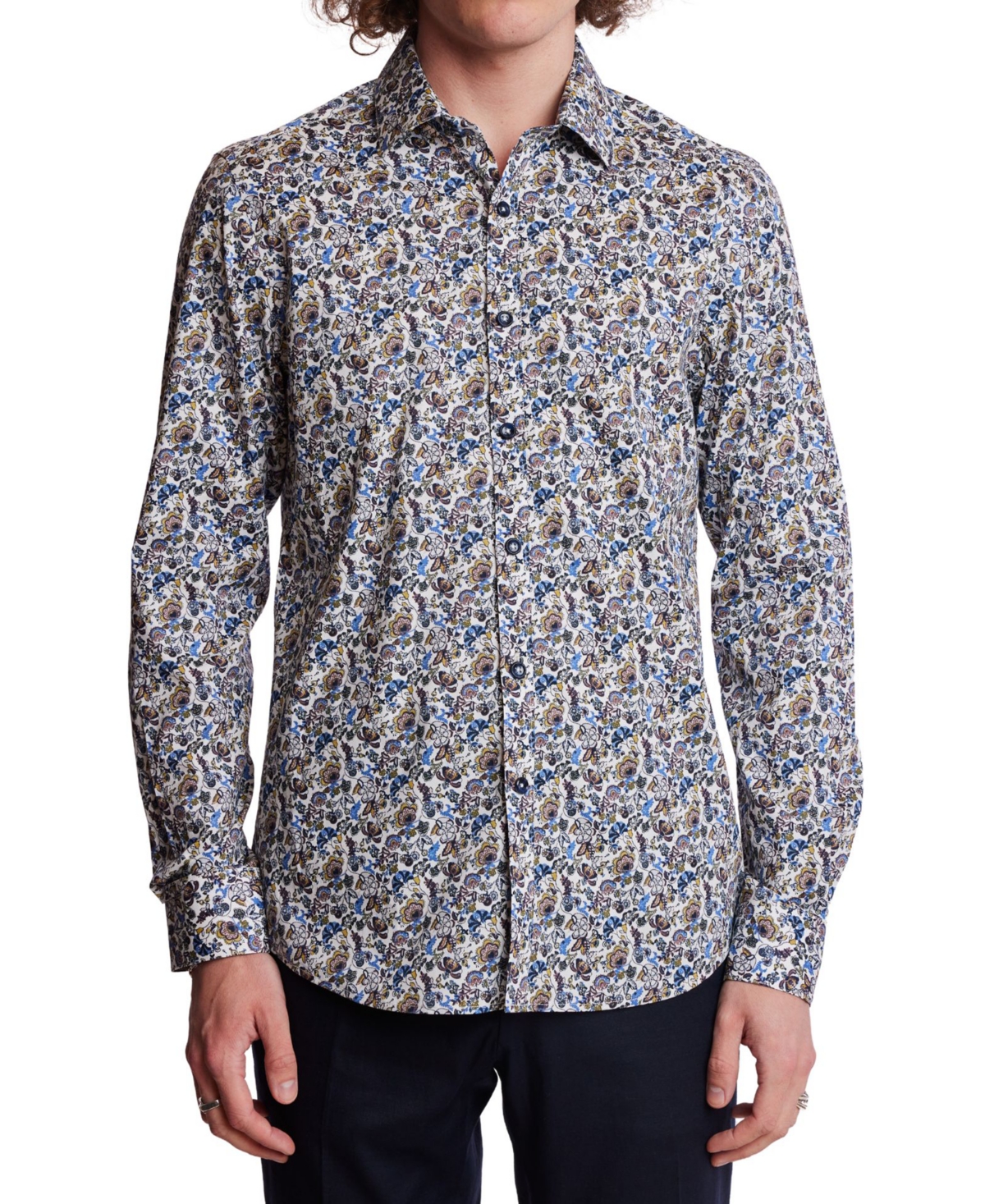 Click here for Paisley & Gray Mens Samuel Slim Fit Long Sleeve Fl... prices