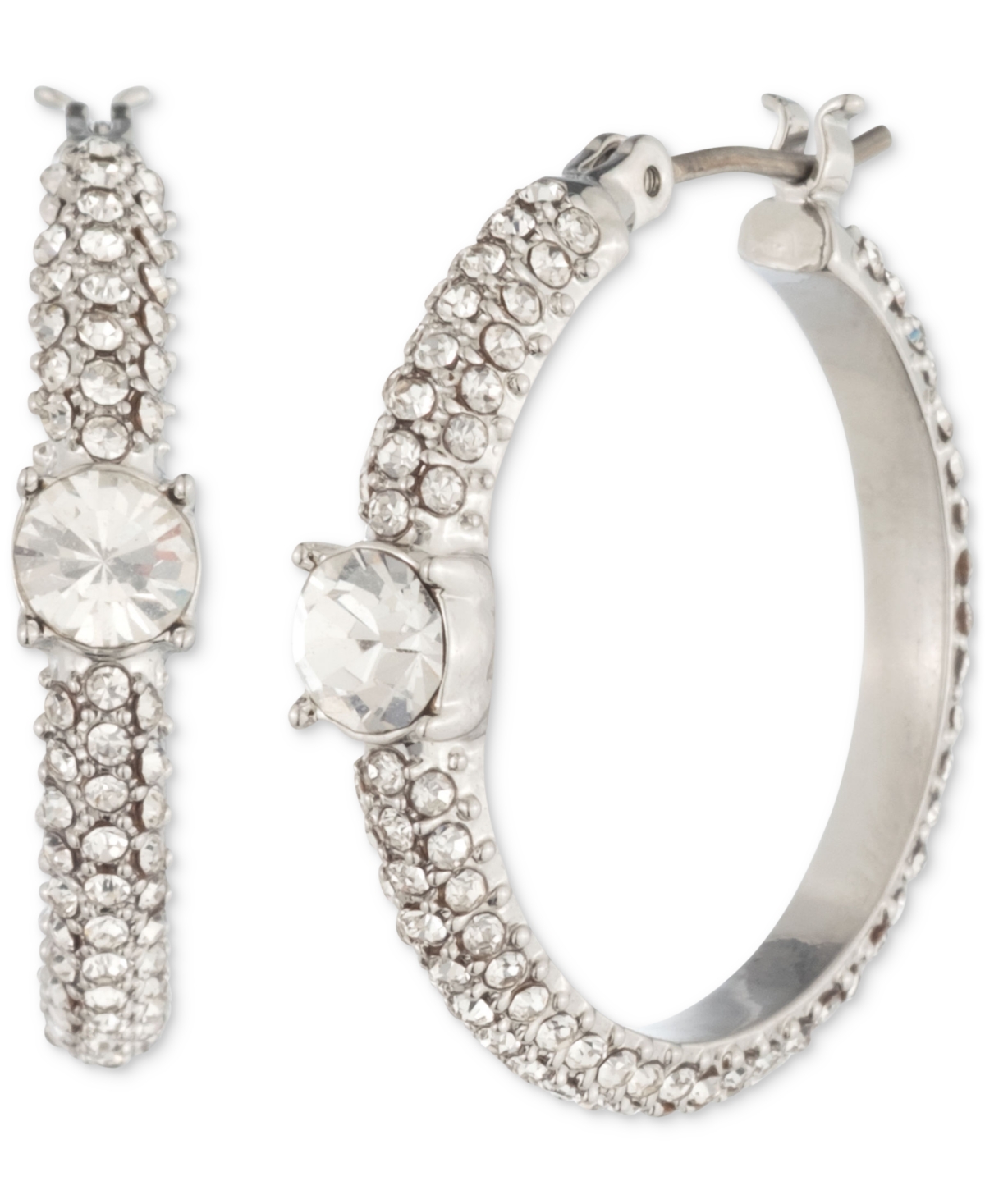 Click here for Givenchy Pave Crystal Hoop Earrings - White prices