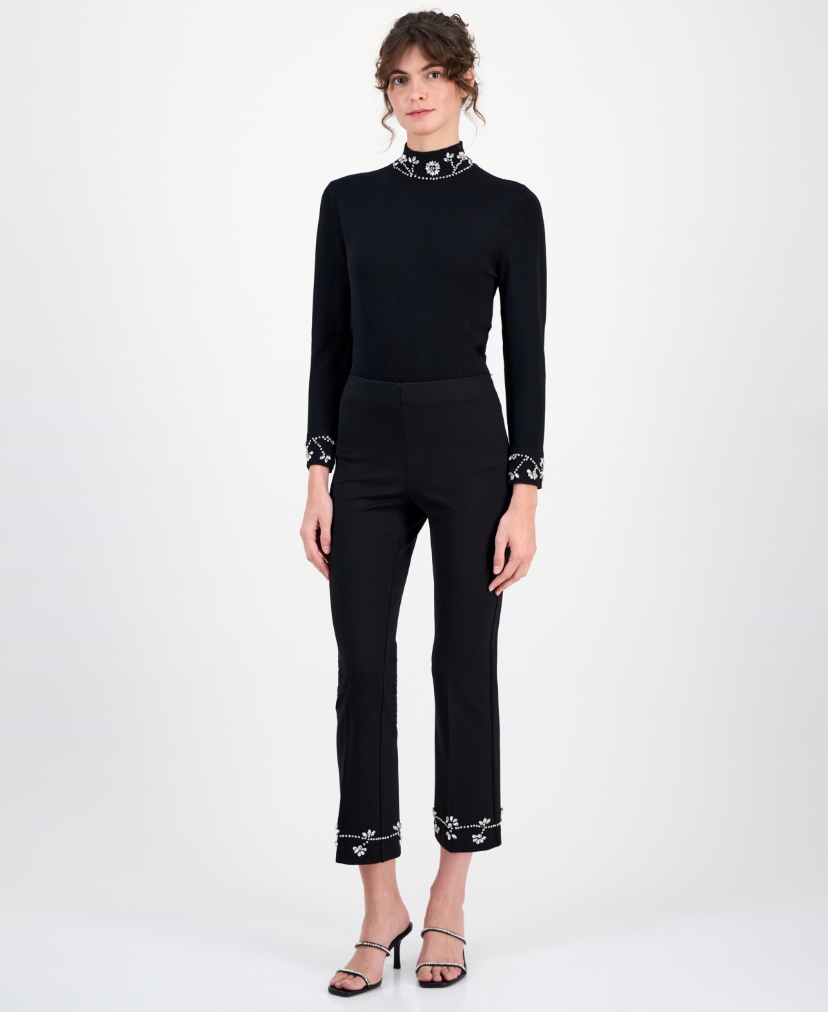 Click here for Anne Klein Womens Embellished Pull-On Kick-Flare P... prices