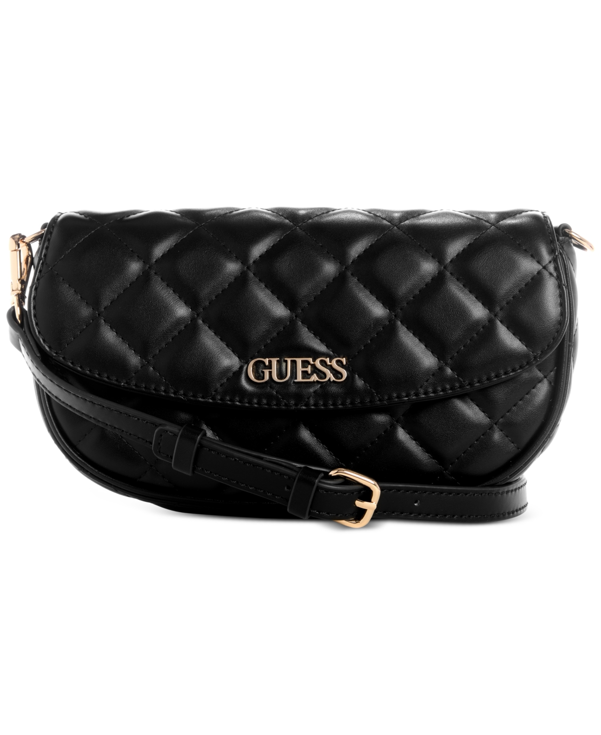 Click here for Guess Tinsley Small Quilted Flap Shoulder Bag - Bl... prices