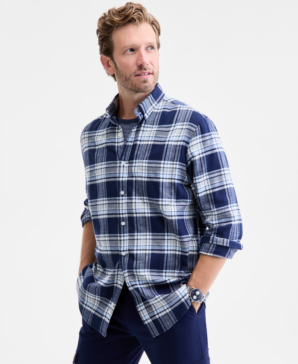 Click here for Club Room Mens Regular-Fit Plaid Flannel Shirt  Cr... prices
