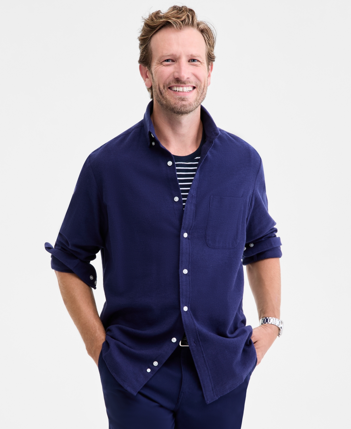 Click here for Club Room Mens Long-Sleeve Solid Cotton Flannel Sh... prices