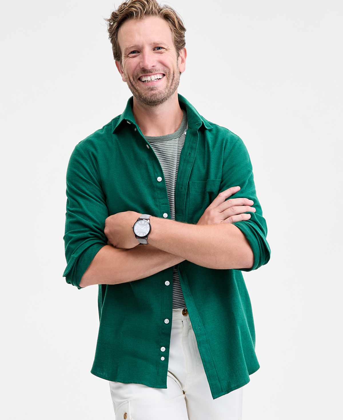 Click here for Club Room Mens Long-Sleeve Solid Cotton Flannel Sh... prices