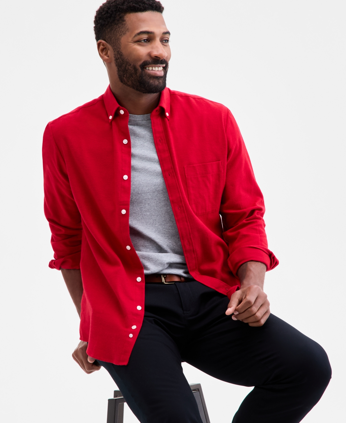 Click here for Club Room Mens Long-Sleeve Solid Cotton Flannel Sh... prices