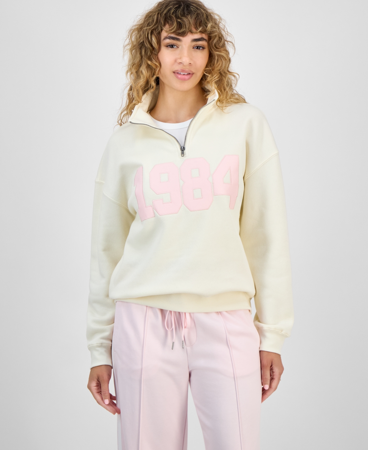 Click here for Hippie Rose Juniors Drop Shoulder Quarter-Zip Swea... prices