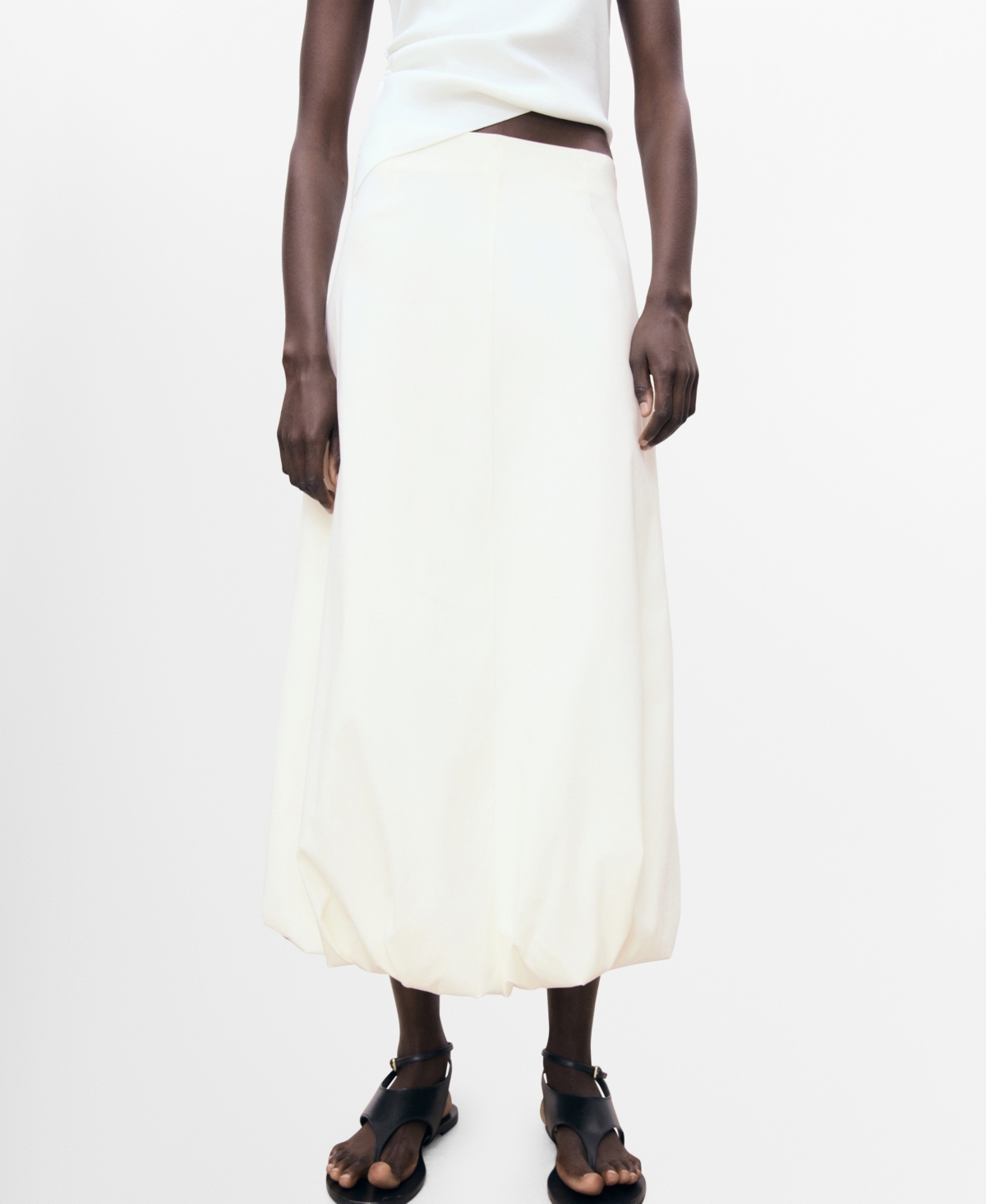 Click here for Mango Womens Long Balloon Skirt - Ecru prices