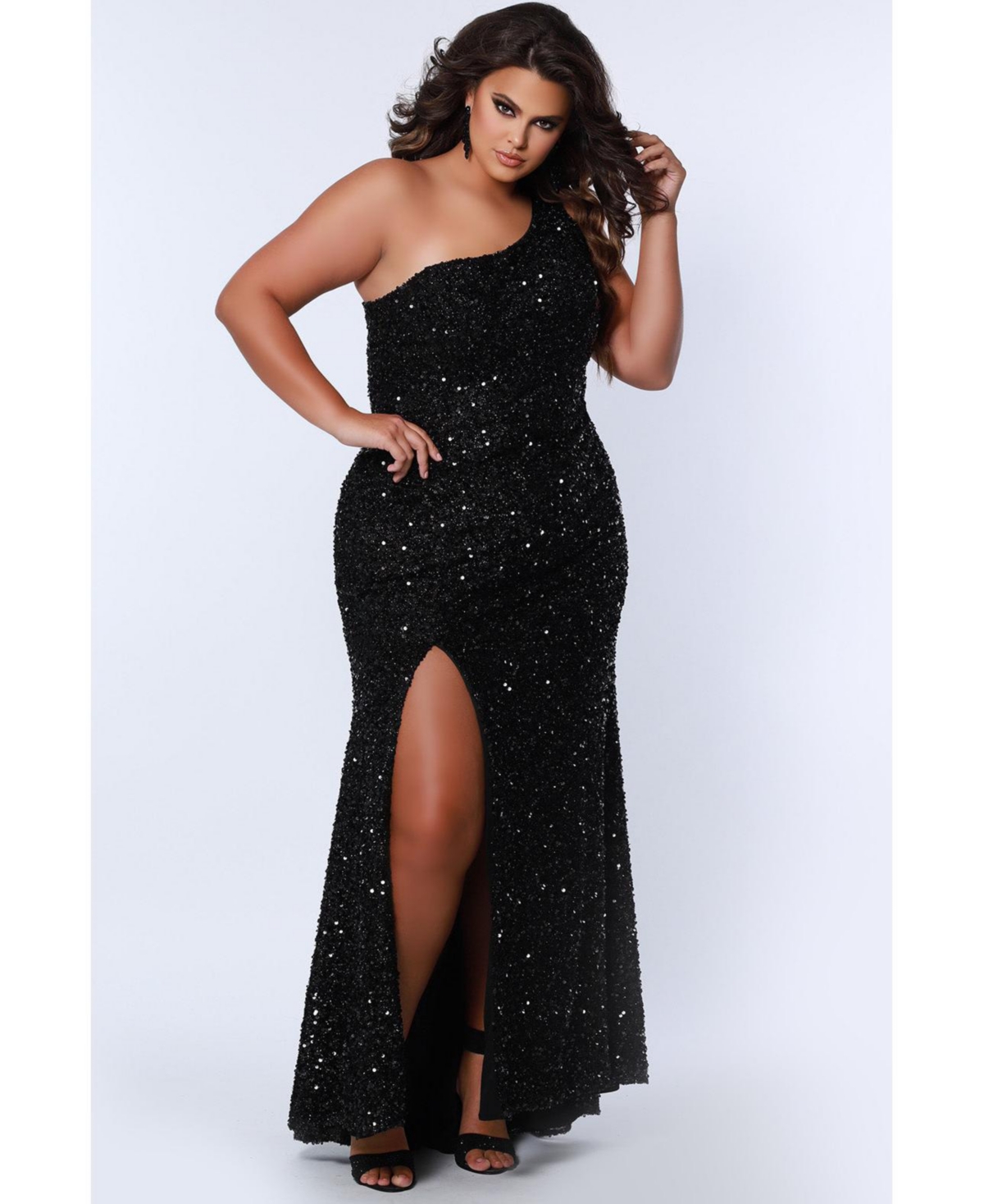 Click here for Sydneys Closet Womens One-Shoulder Sequin Evening... prices