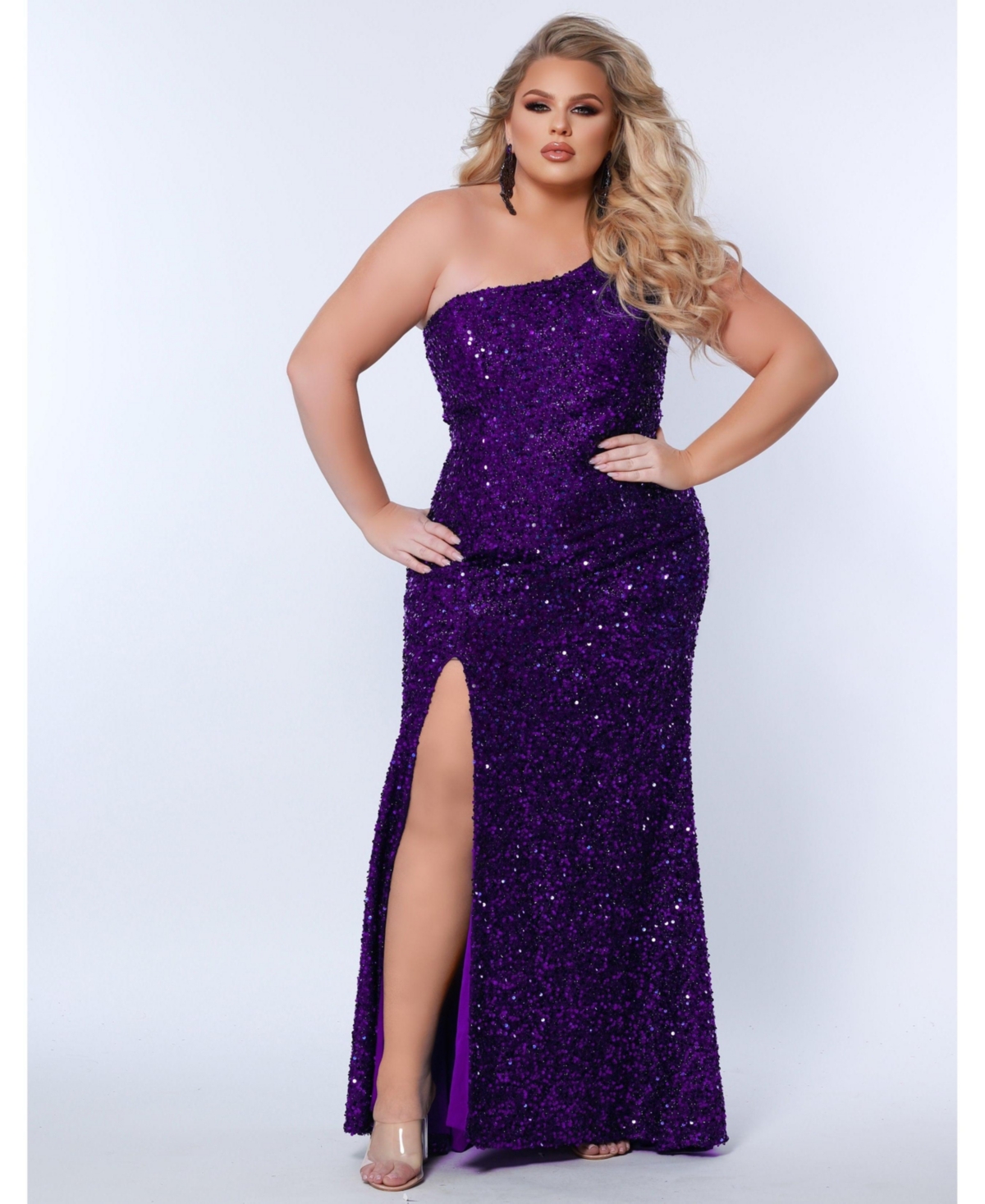 Click here for Sydneys Closet Womens One-Shoulder Sequin Evening... prices