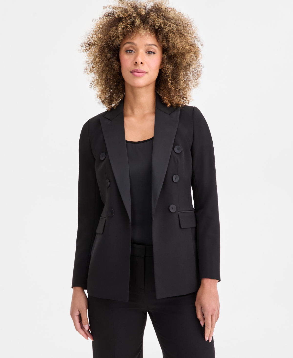 Click here for Anne Klein Womens Peak-Lapel Open-Front Blazer - A... prices