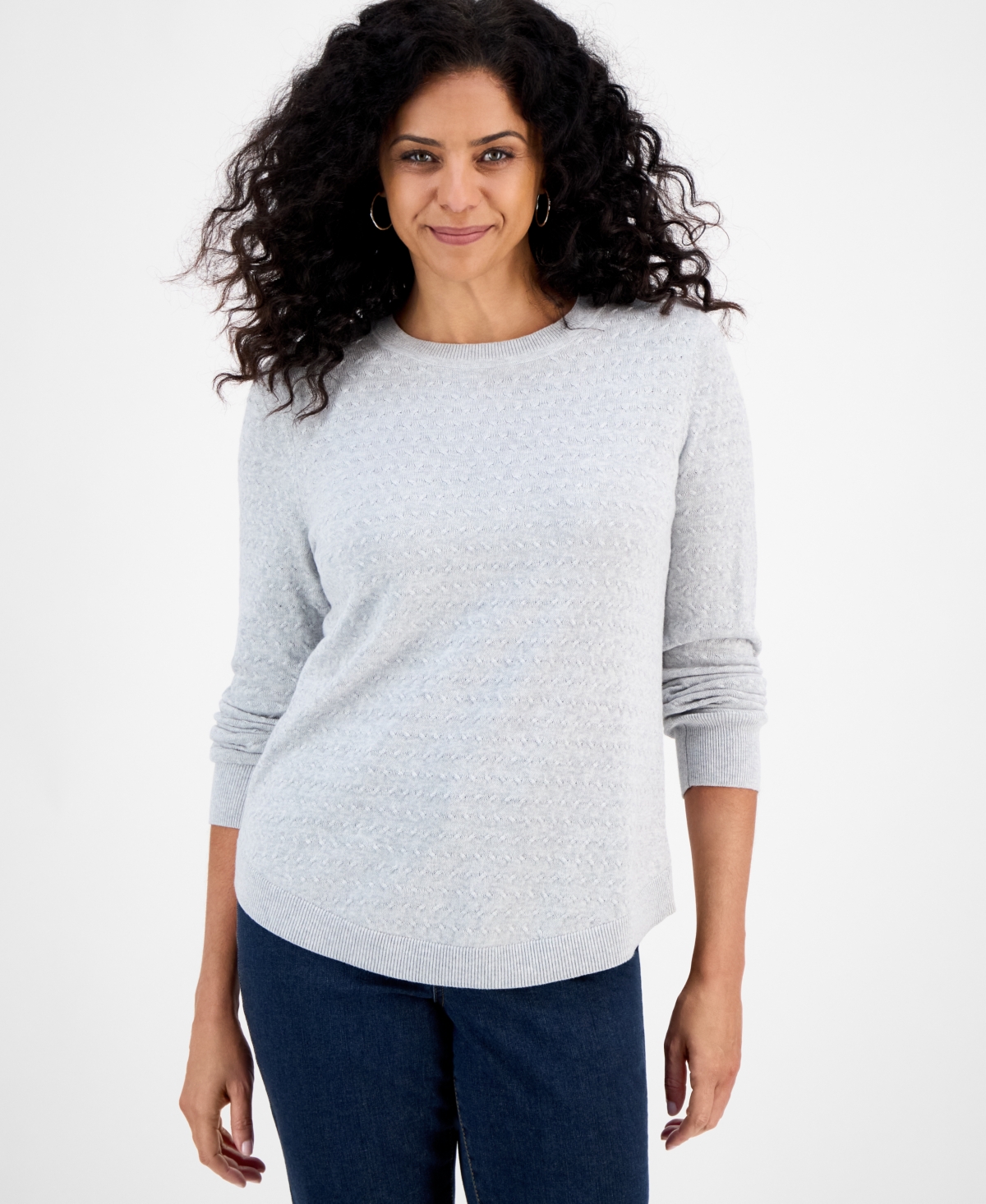 Click here for Style & Co Womens Curved-Hem Cotton Pullover Sweat... prices