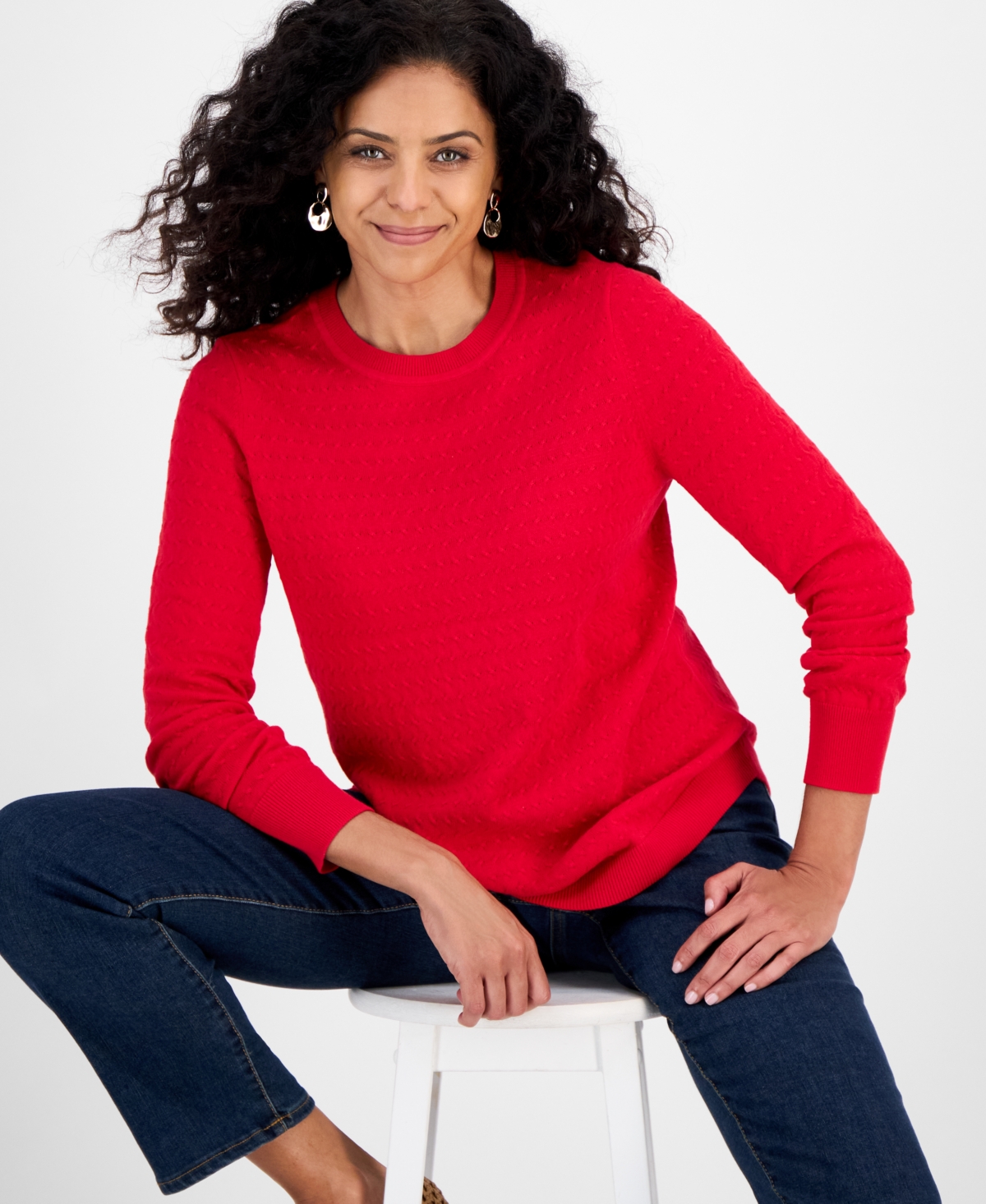 Click here for Style & Co Womens Curved-Hem Cotton Pullover Sweat... prices