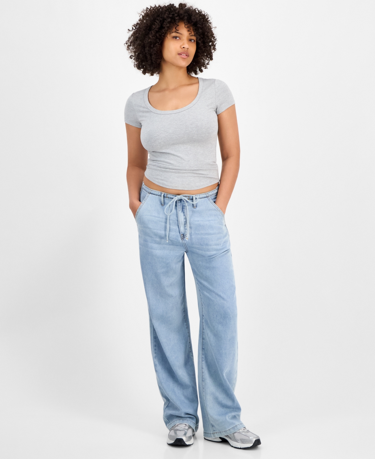 Click here for Indigo Rein Juniors Wide-Leg Lightweight Jeans - B... prices