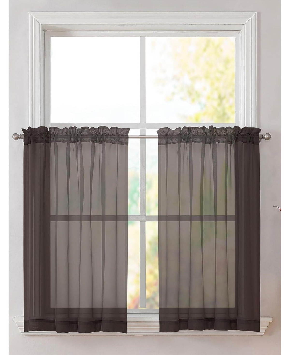 Click here for Kate Aurora 2 Piece Rod Pocket Brown Sheer Window... prices