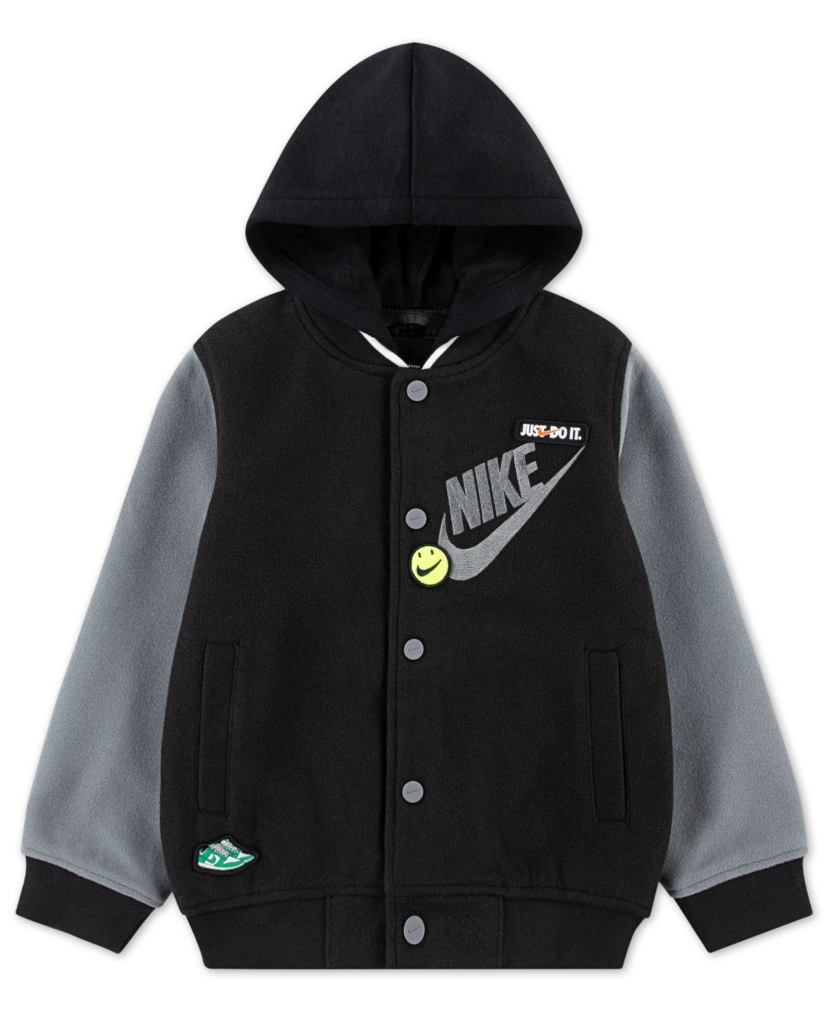 Click here for Nike Little Boys Hooded Varsity Jacket - Black prices