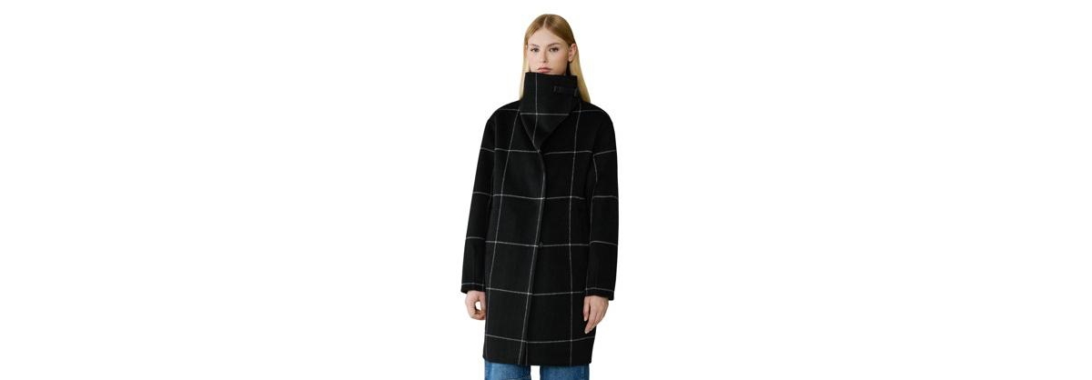 Soia & Kyo Womens Jackie-p Double Face Wool Cocoon Coat - Black-powder