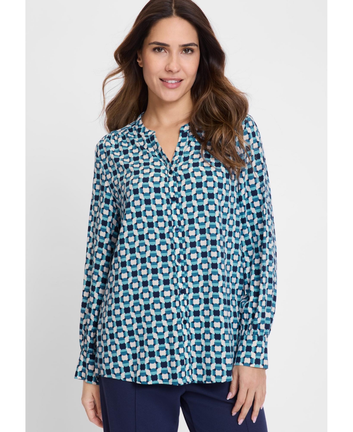 Click here for Olsen Modern Optic Tunic Shirt - Midnight teal prices