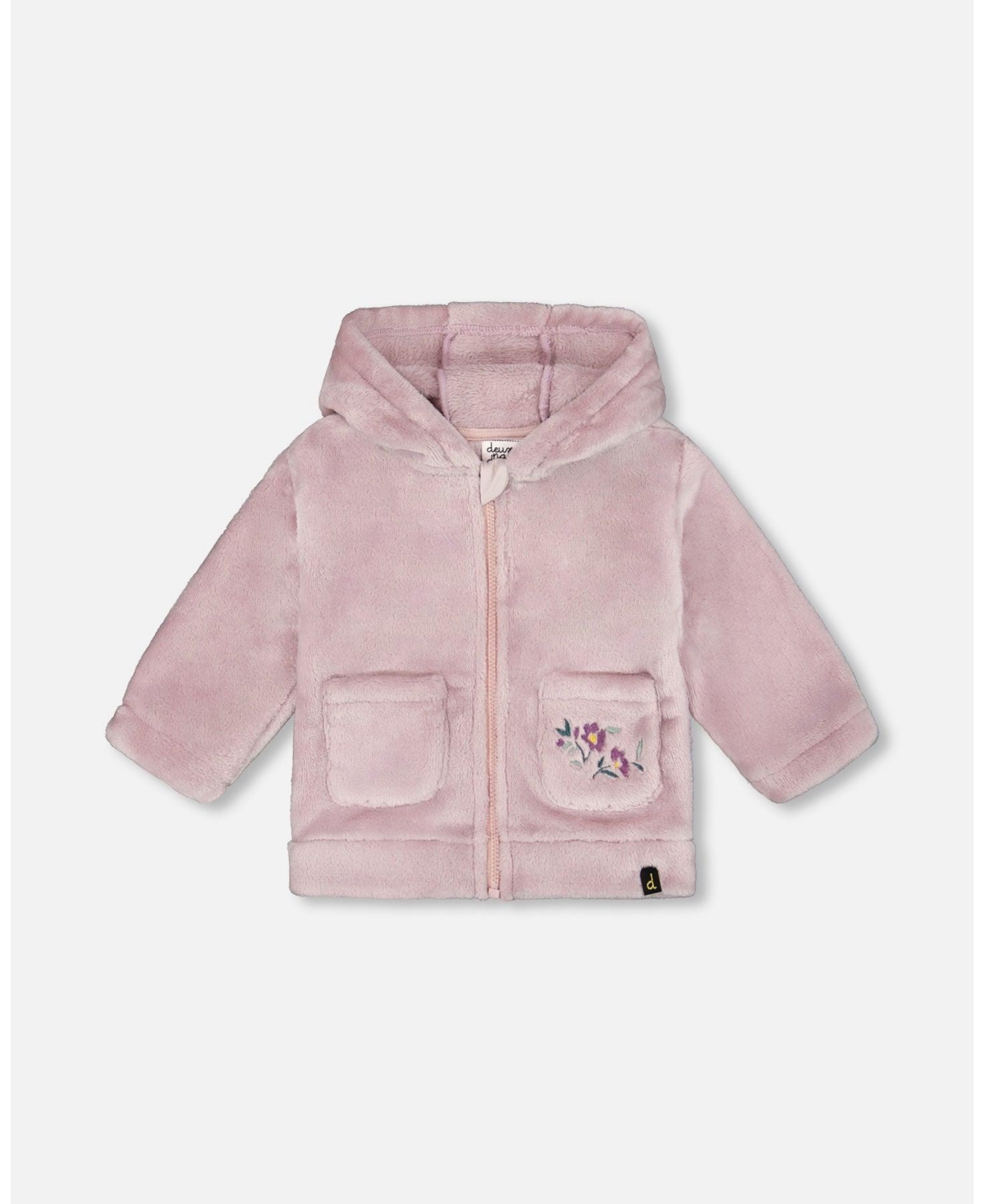 Deux par Deux Girls Hooded Zip Plush Jacket - Baby