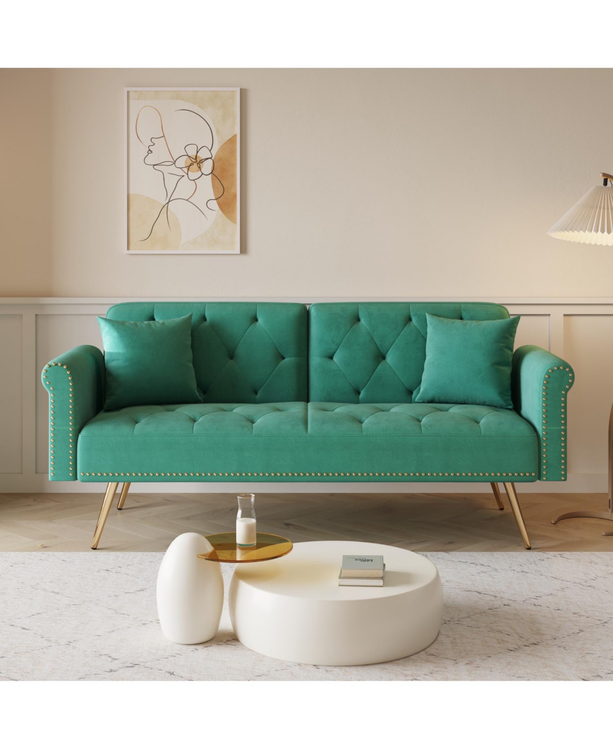 Click here for Streamdale Furniture Green Velvet Sofa Bed with Na... prices