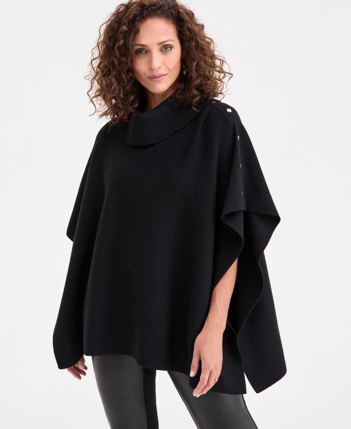 Click here for Jm Collection Womens Cowl-Neck Button-Detail Ponch... prices