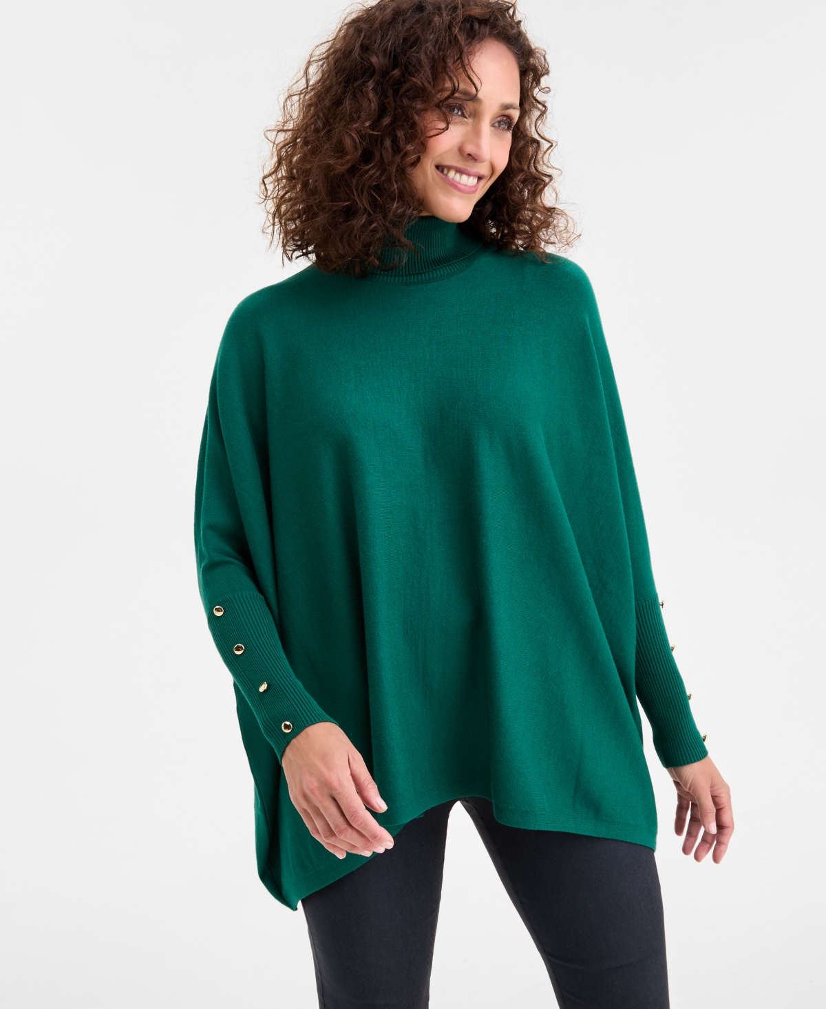 Click here for Jm Collection Womens Poncho Turtleneck Sweater  Re... prices