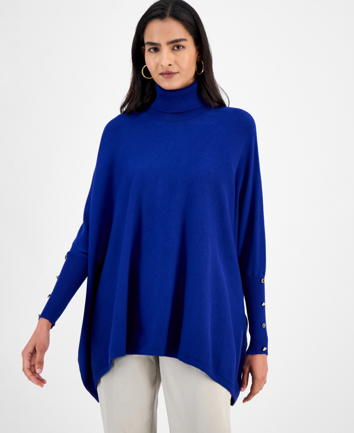 Click here for Jm Collection Womens Poncho Turtleneck Sweater  Re... prices