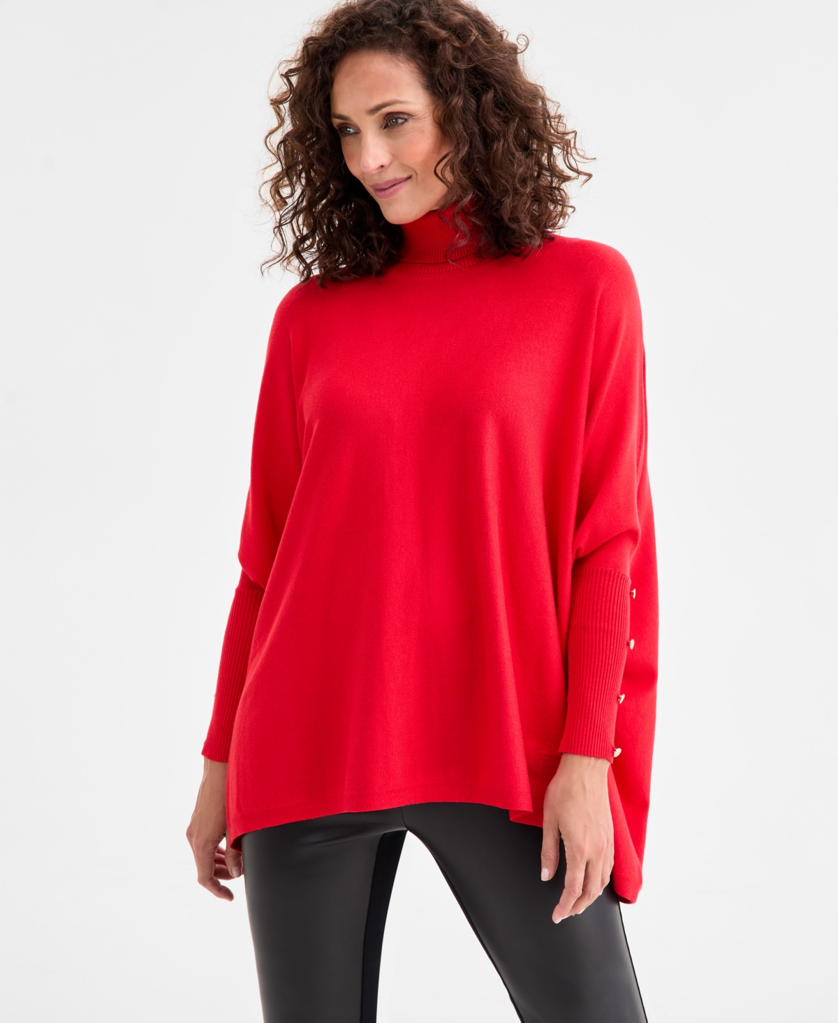 Click here for Jm Collection Womens Poncho Turtleneck Sweater  Re... prices