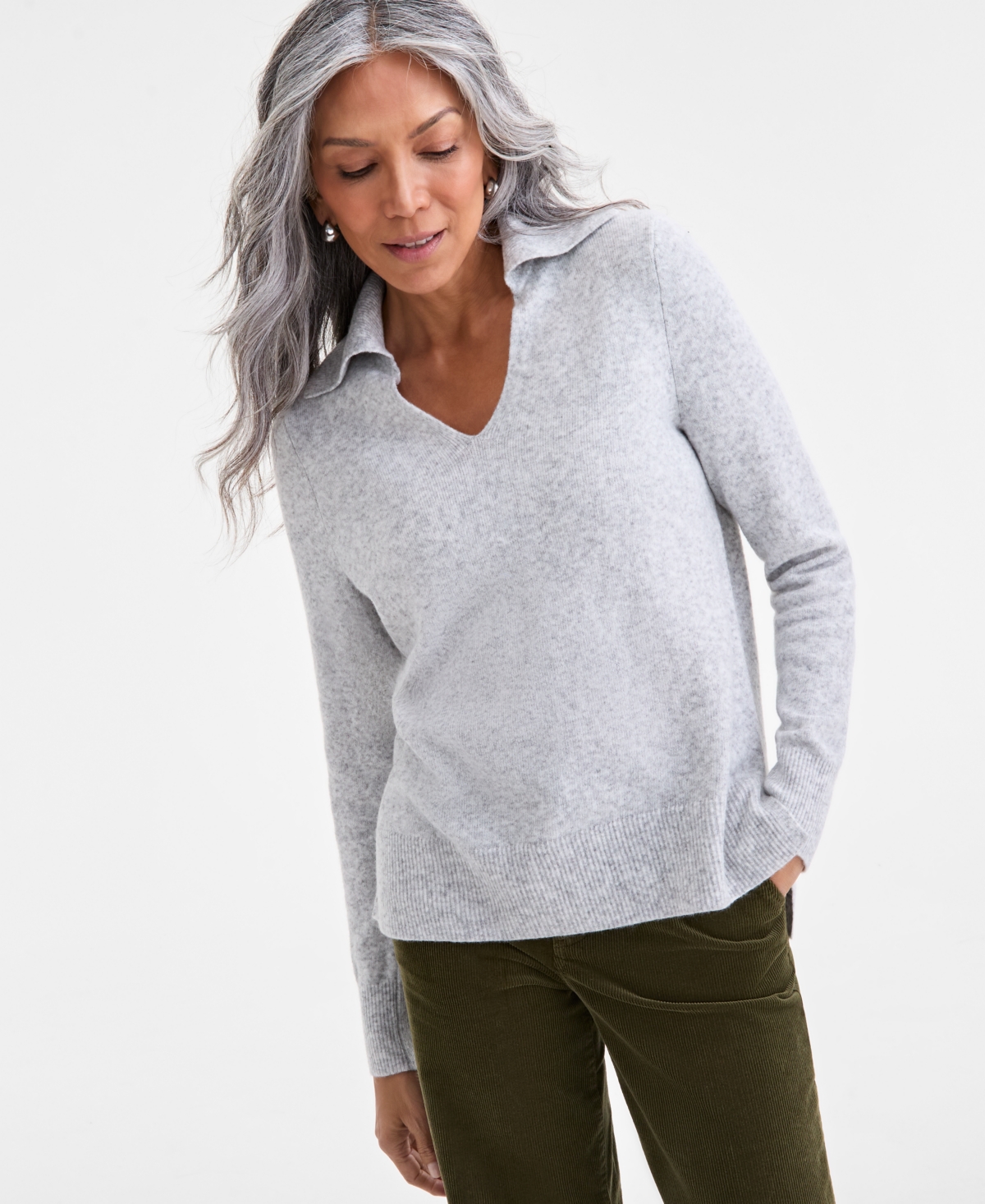 Click here for Style & Co Womens Luxsoft Johnny-Collar Sweater  M... prices