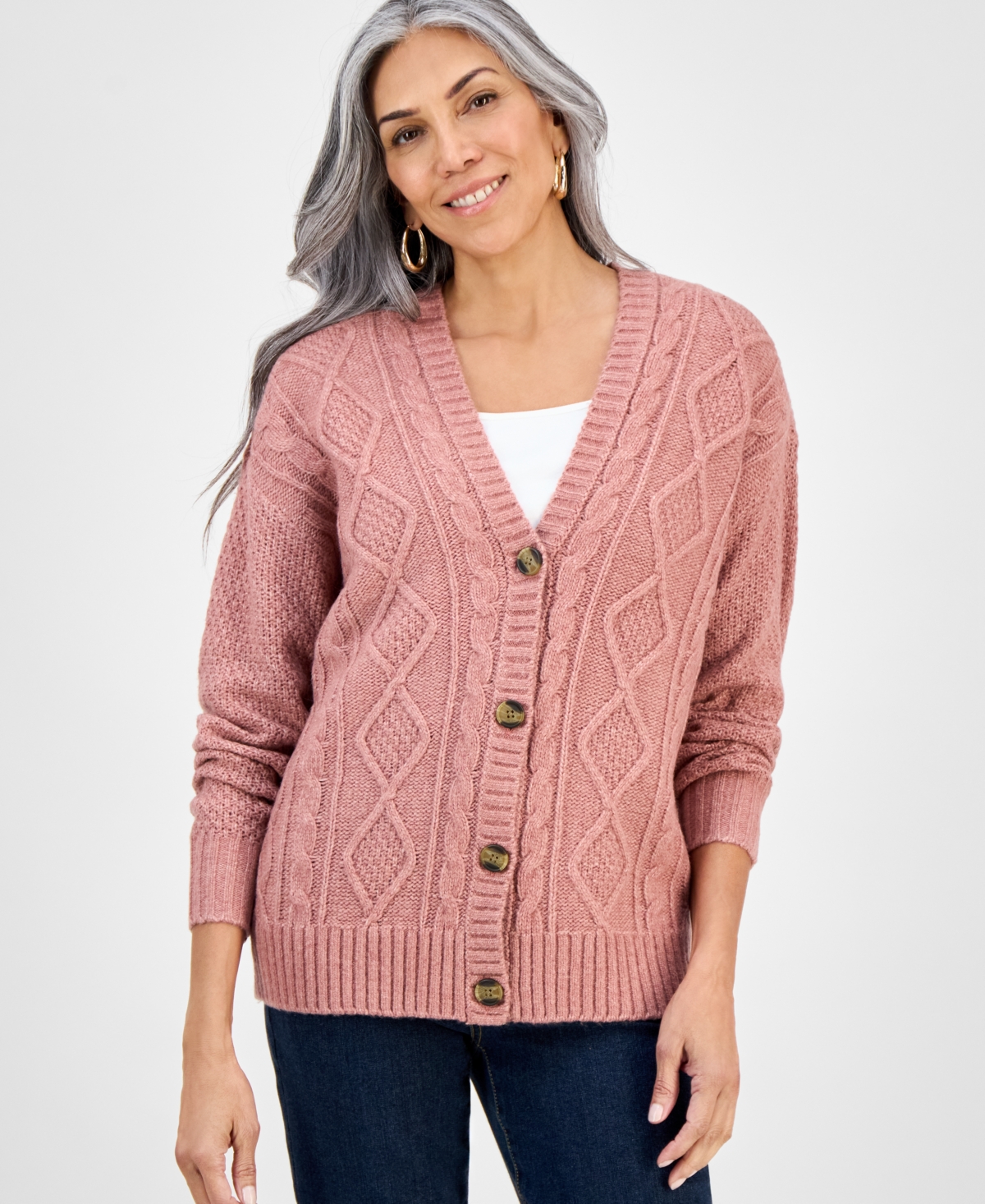 Click here for Style & Co Womens Chunky Cable-Knit Cardigan  Macy... prices