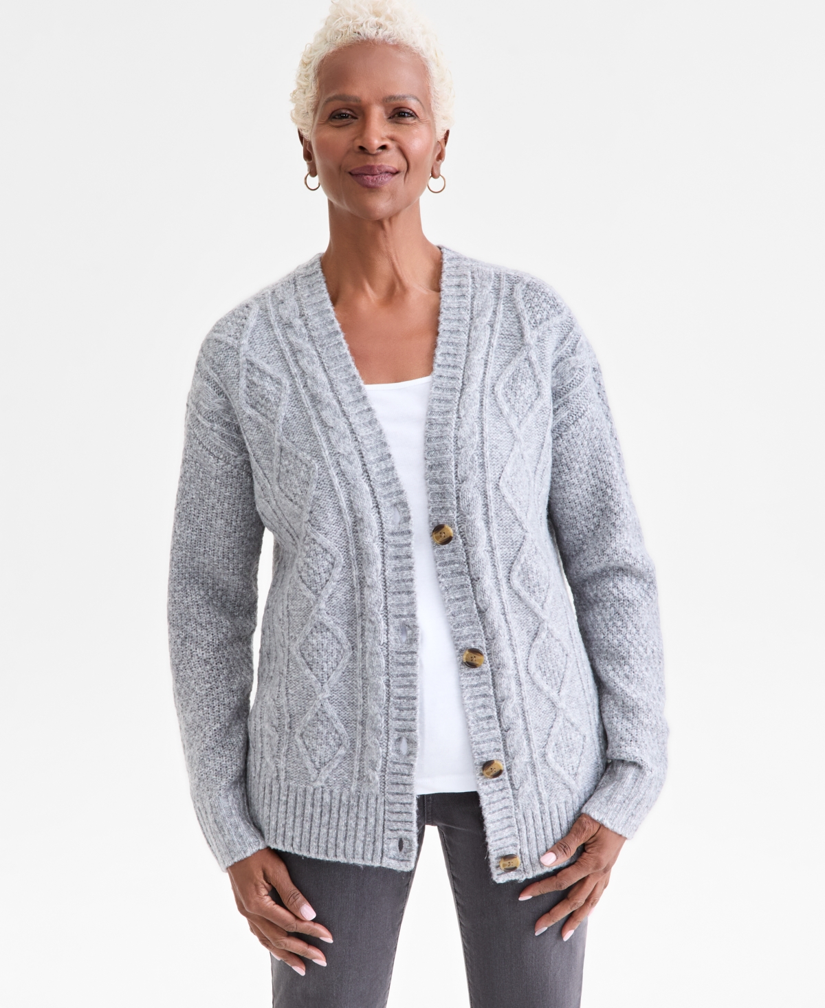 Click here for Style & Co Womens Chunky Cable-Knit Cardigan  Macy... prices