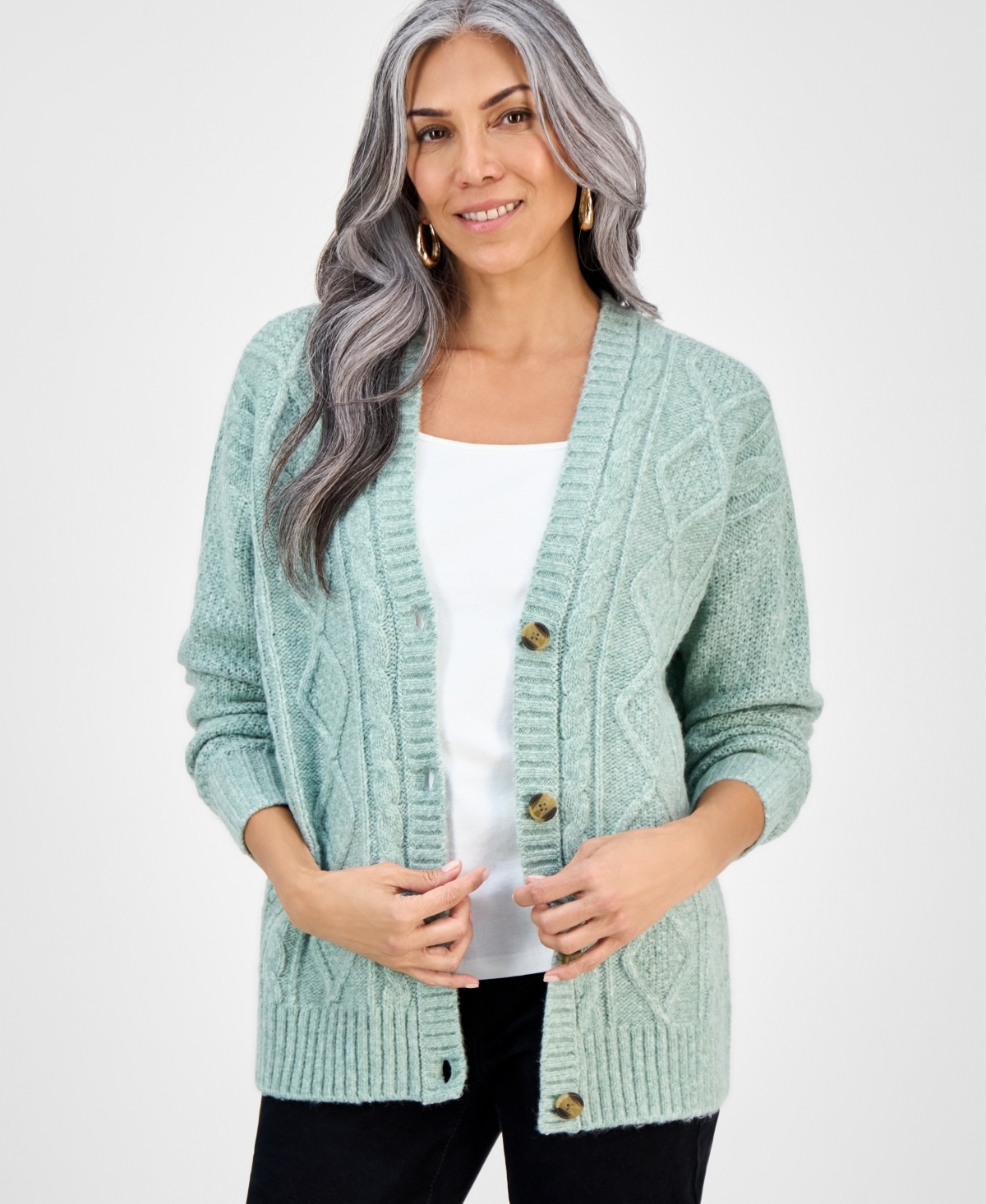 Click here for Style & Co Womens Chunky Cable-Knit Cardigan  Macy... prices