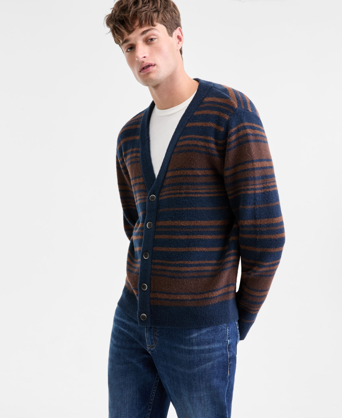 Click here for Sun + Stone Mens Blake Long-Sleeve Brushed Stripe... prices