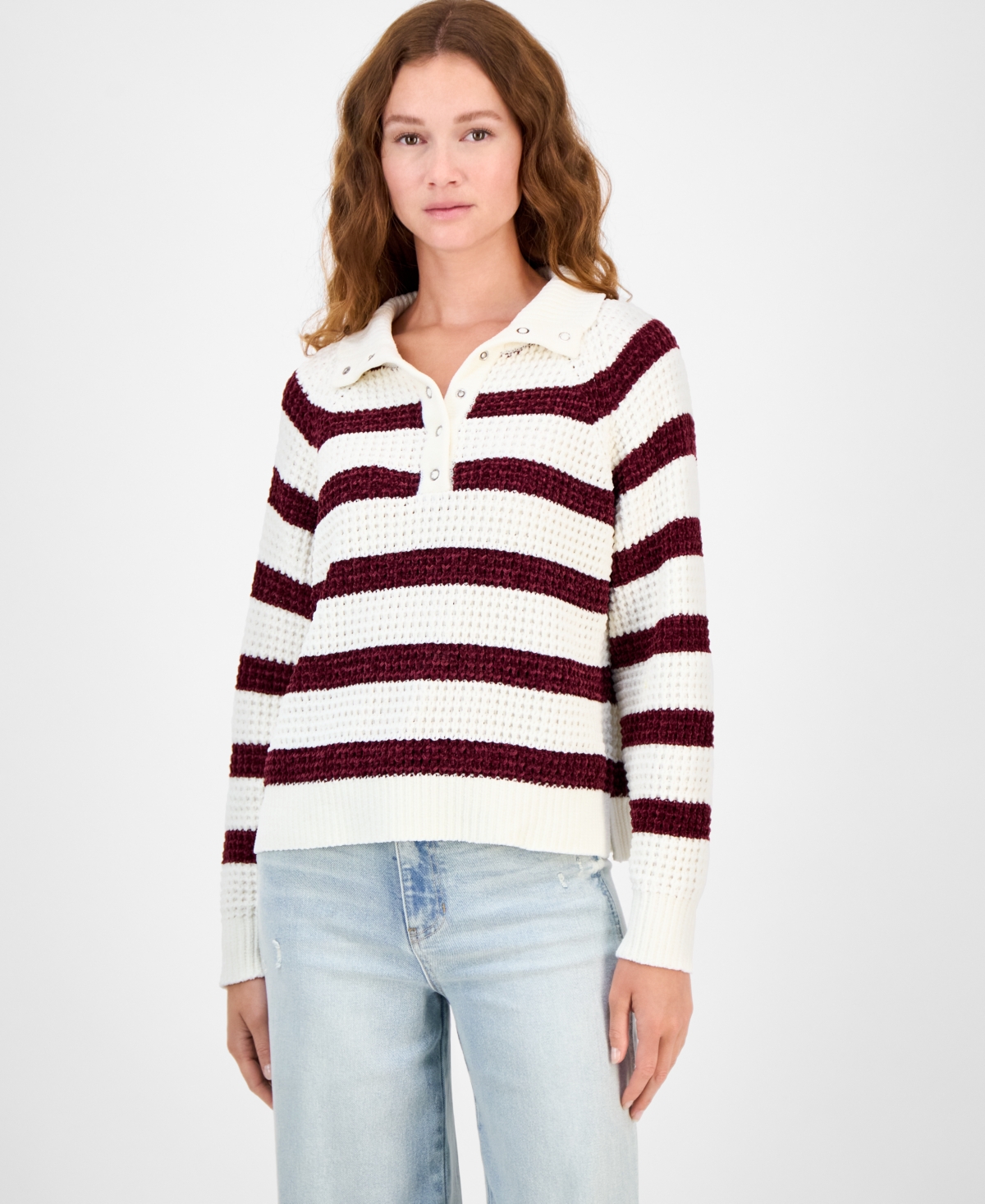 Click here for Ultra Flirt Juniors Snap-Front Chenille Long-Sleev... prices