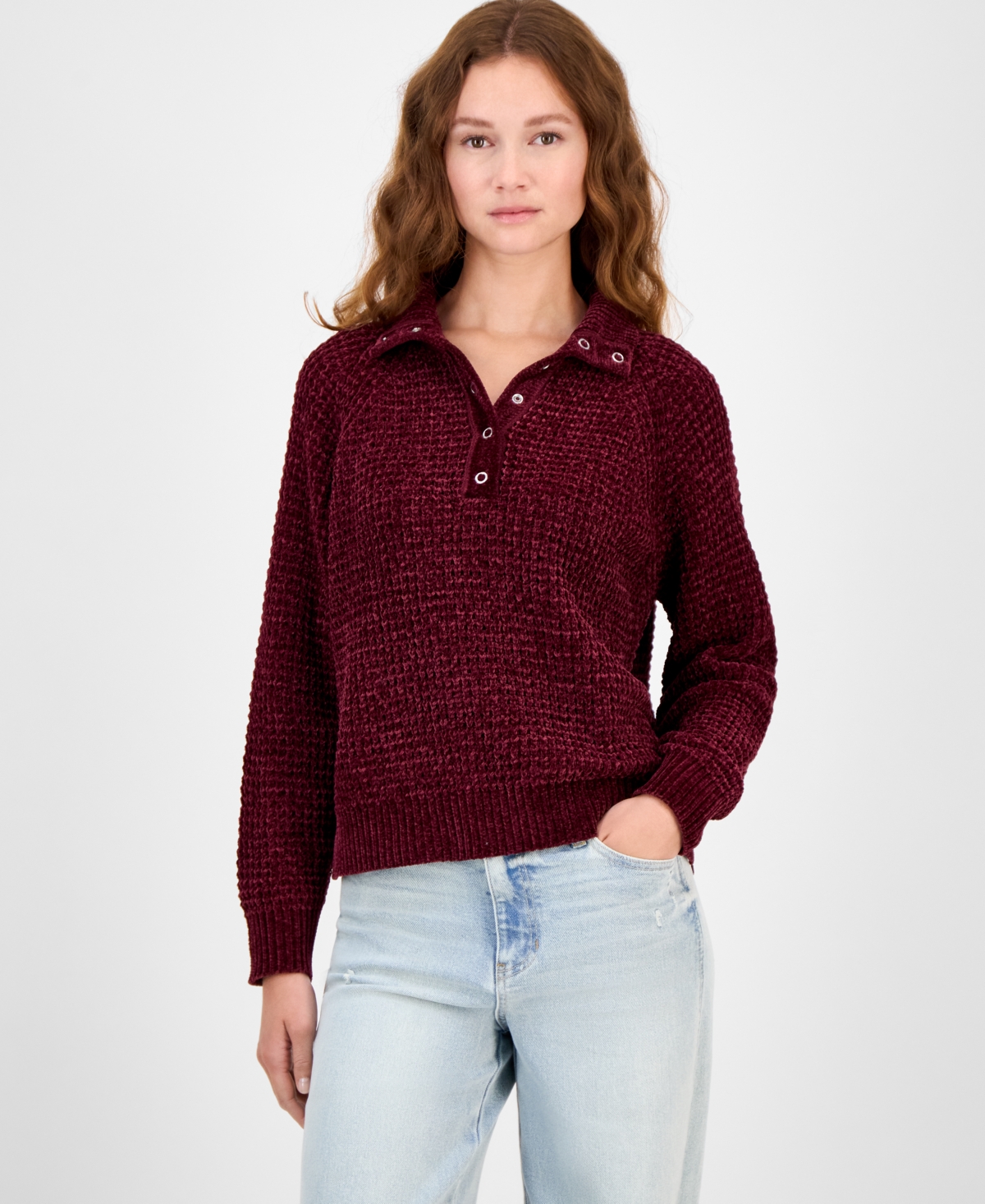 Click here for Ultra Flirt Juniors Snap-Front Chenille Long-Sleev... prices