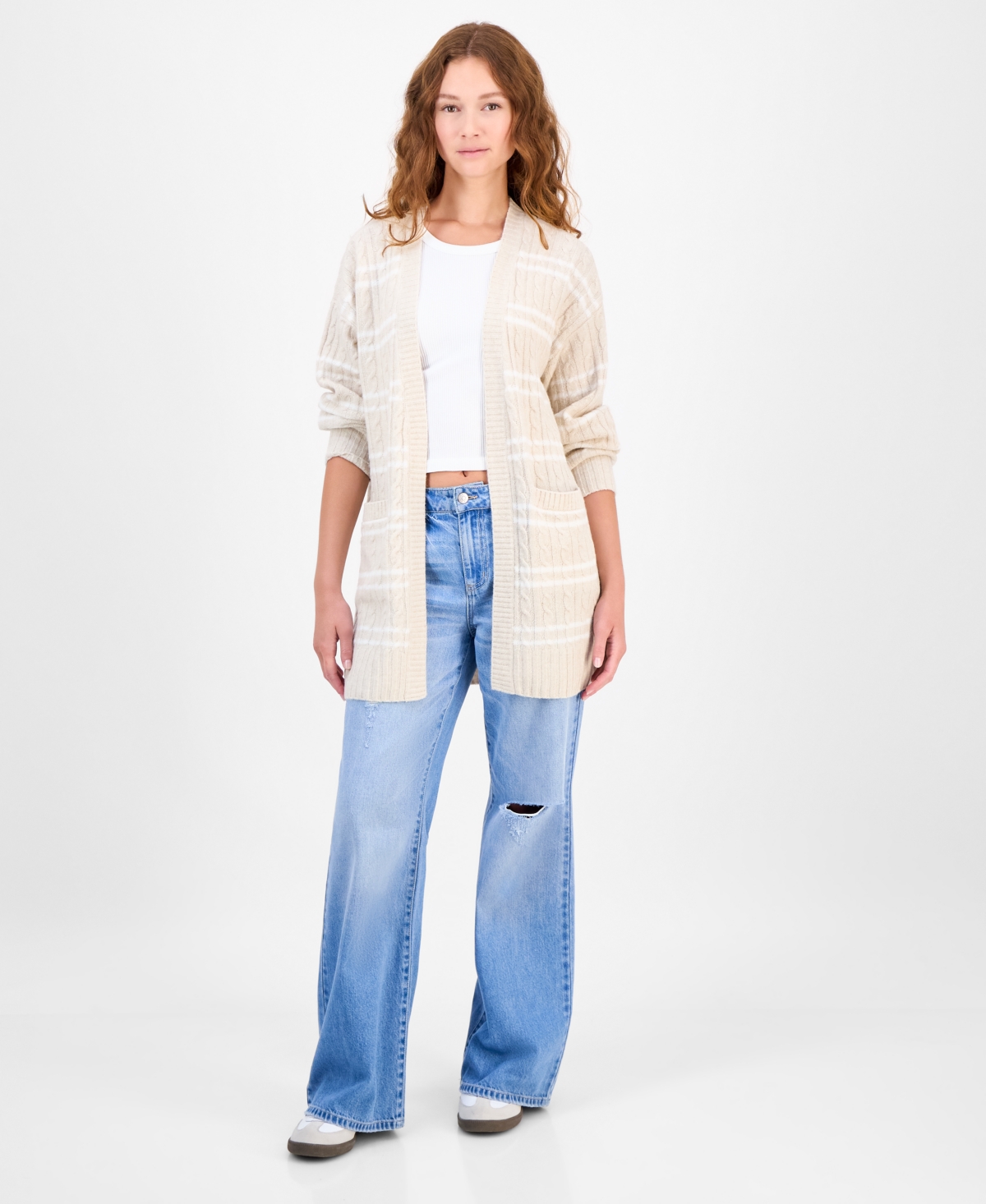 Click here for Hippie Rose Juniors Open-Front Long-Sleeve Midi Ca... prices