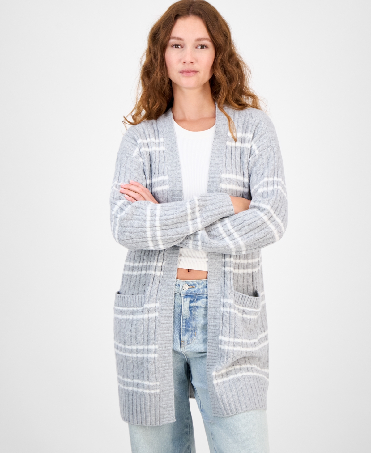 Click here for Hippie Rose Juniors Open-Front Long-Sleeve Midi Ca... prices