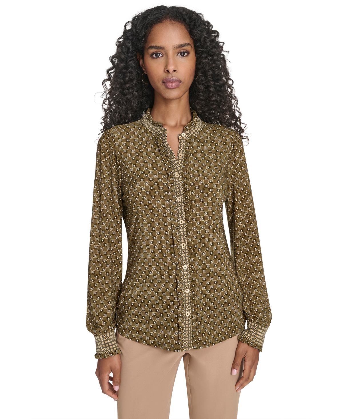 Click here for Tommy Hilfiger Womens Foulard Ruffle Button-Up Top... prices