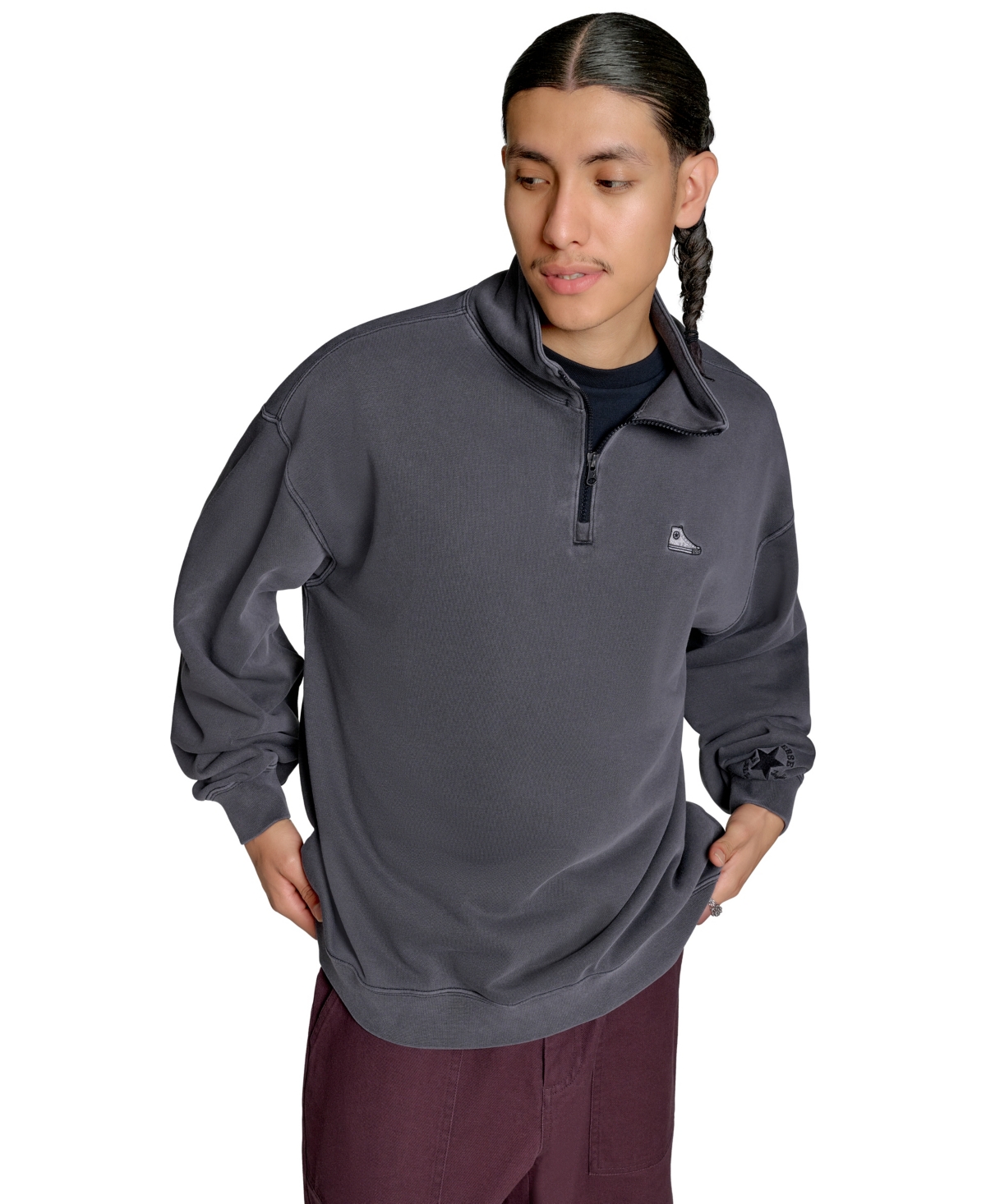 Click here for Converse Mens Loose Fit Sneaker Patch Sweatshirt -... prices