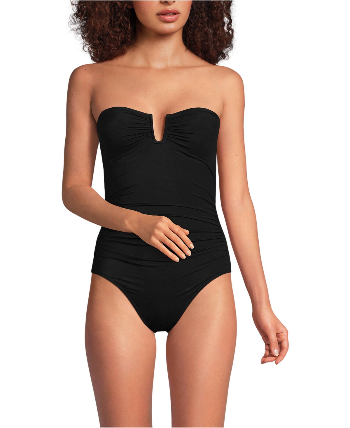 Click here for Lands End Womens SlenderSuit U-Wire Bandeau One Pi... prices