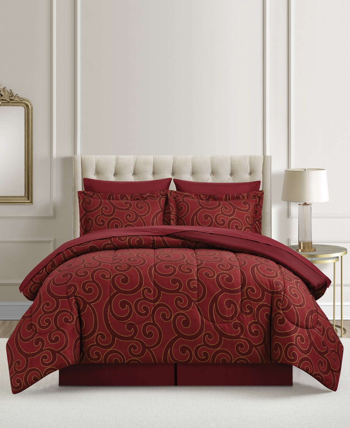 Click here for Sunham Scroll Metallic 8-Pc. Comforter Sets - Burg... prices