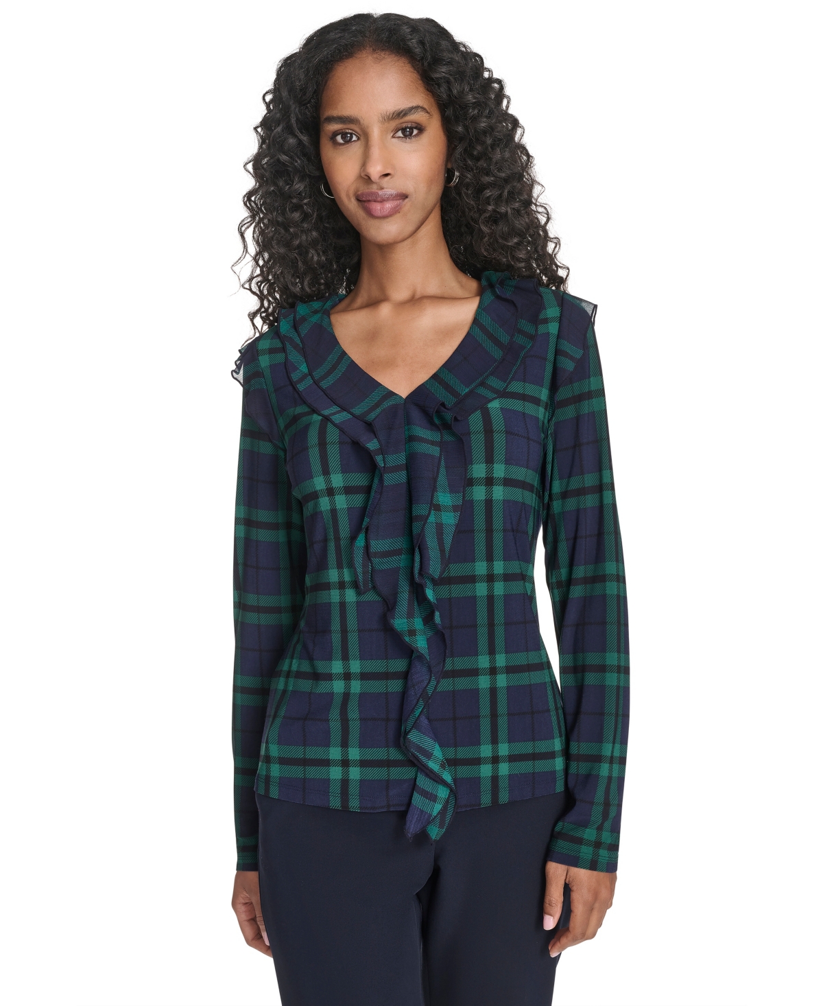 Click here for Tommy Hilfiger Womens Long Sleeve Plaid Mixed Medi... prices