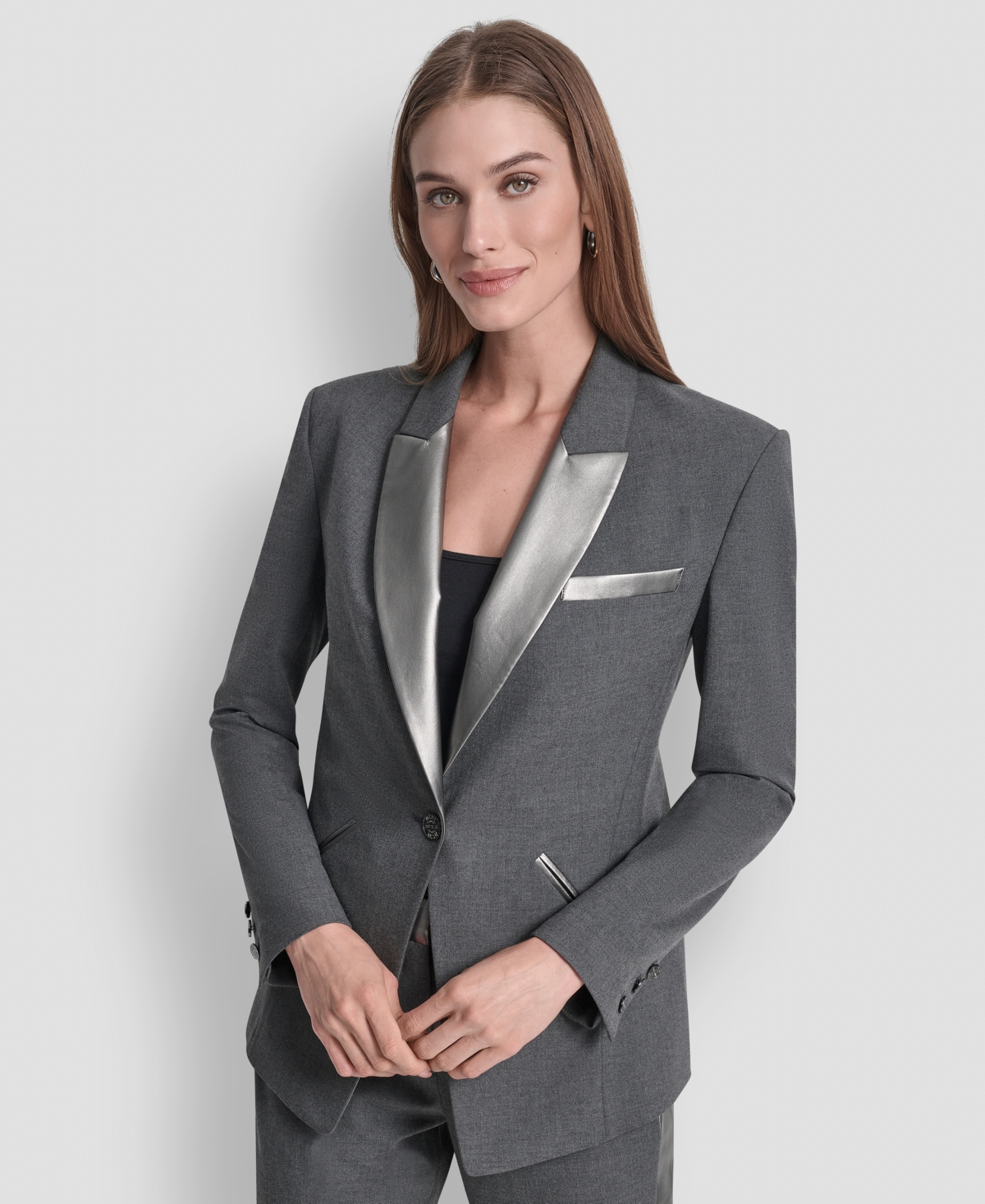 Click here for Dkny Womens Notch Collar One-Button Tuxedo Jacket... prices