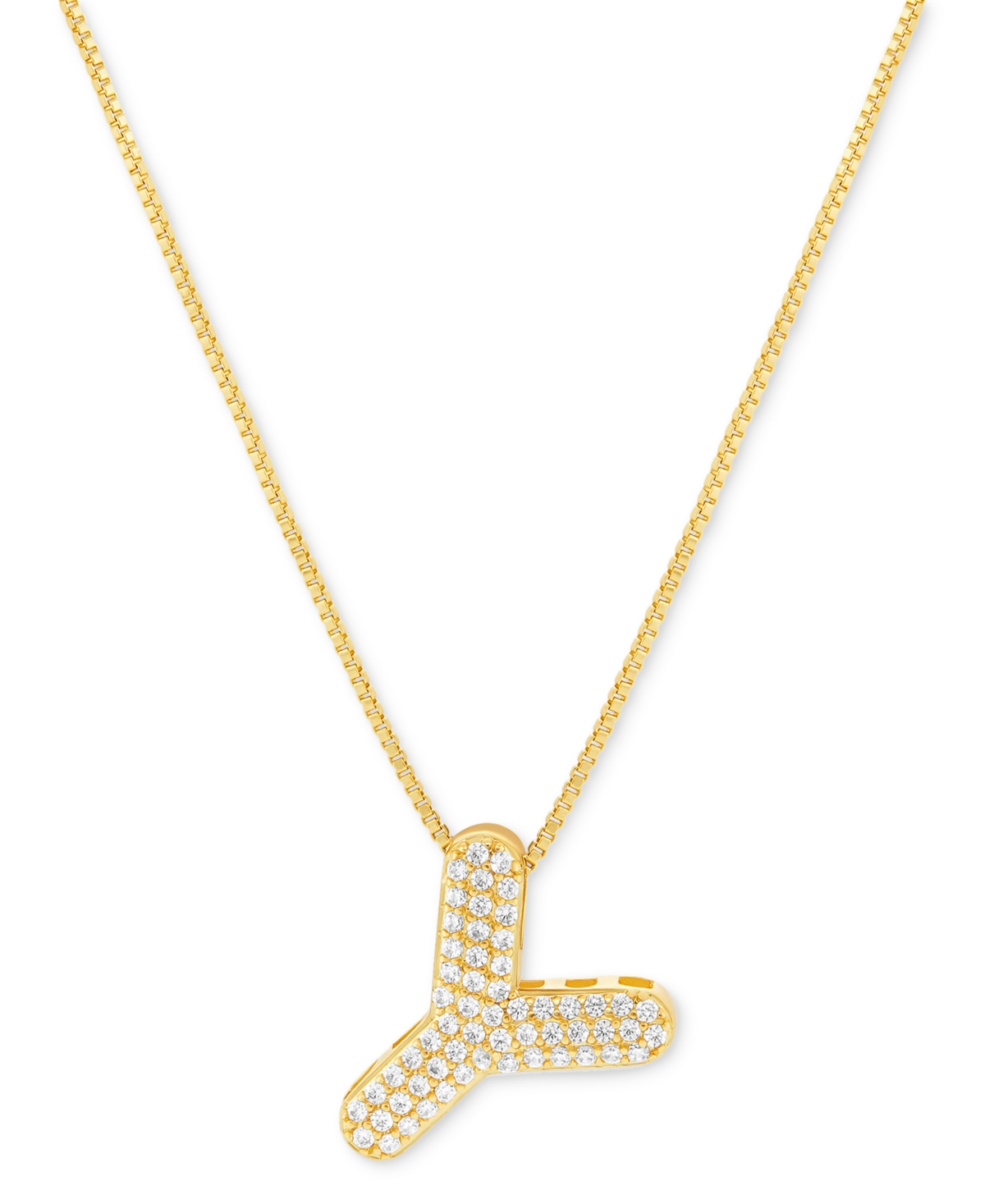 Click here for Cubic Zirconia Bubbly Initial Y 18 Pendant Necklac... prices