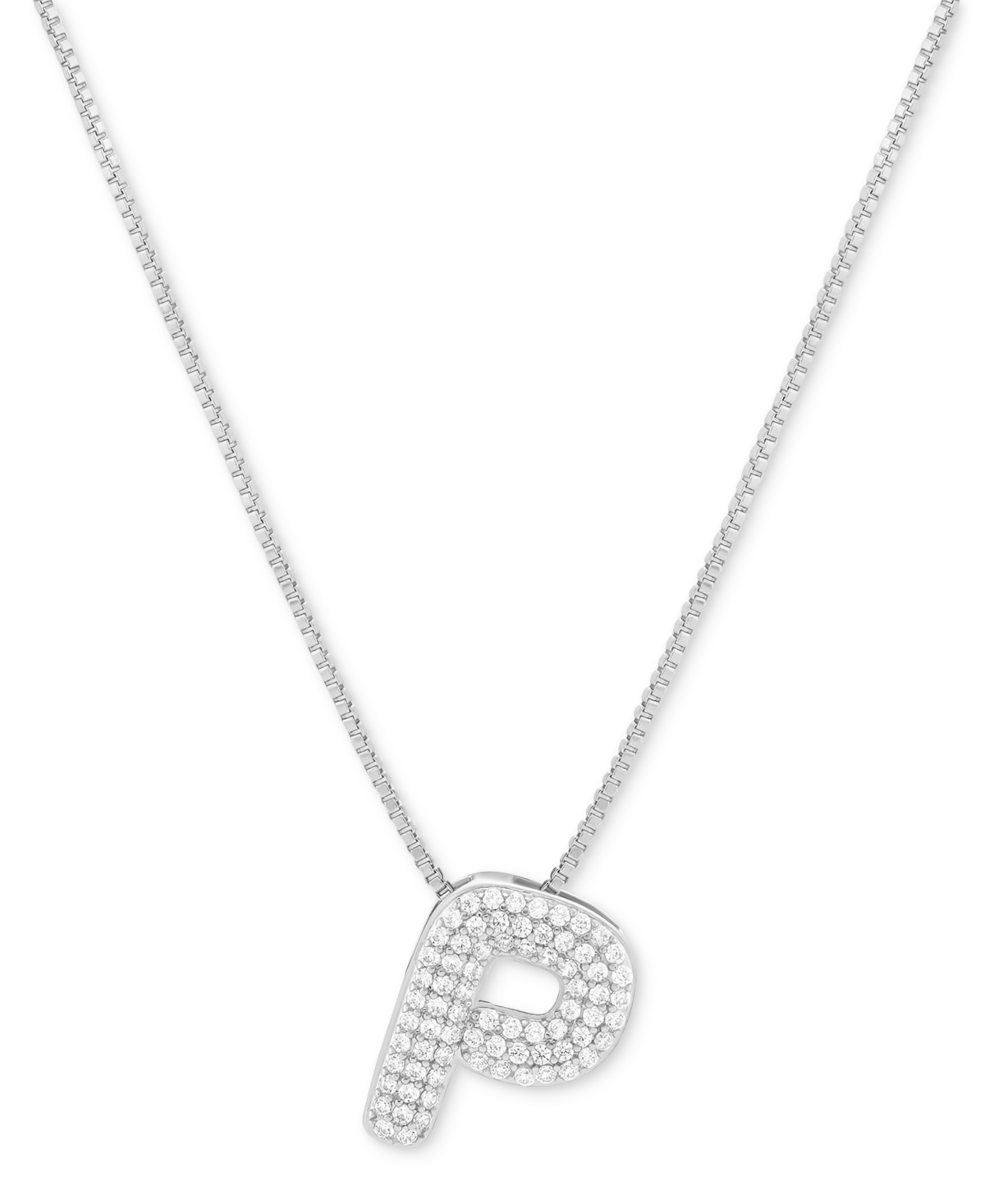 Click here for Cubic Zirconia Bubbly Initial P 18 Pendant Necklac... prices