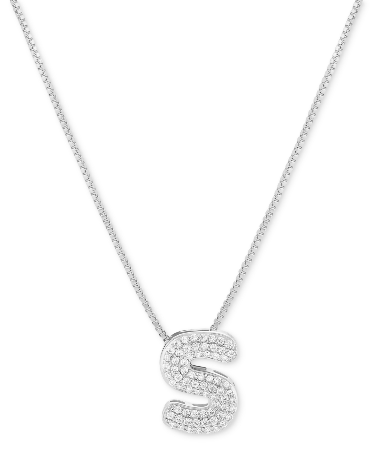 Click here for Cubic Zirconia Bubbly Initial S 18 Pendant Necklac... prices